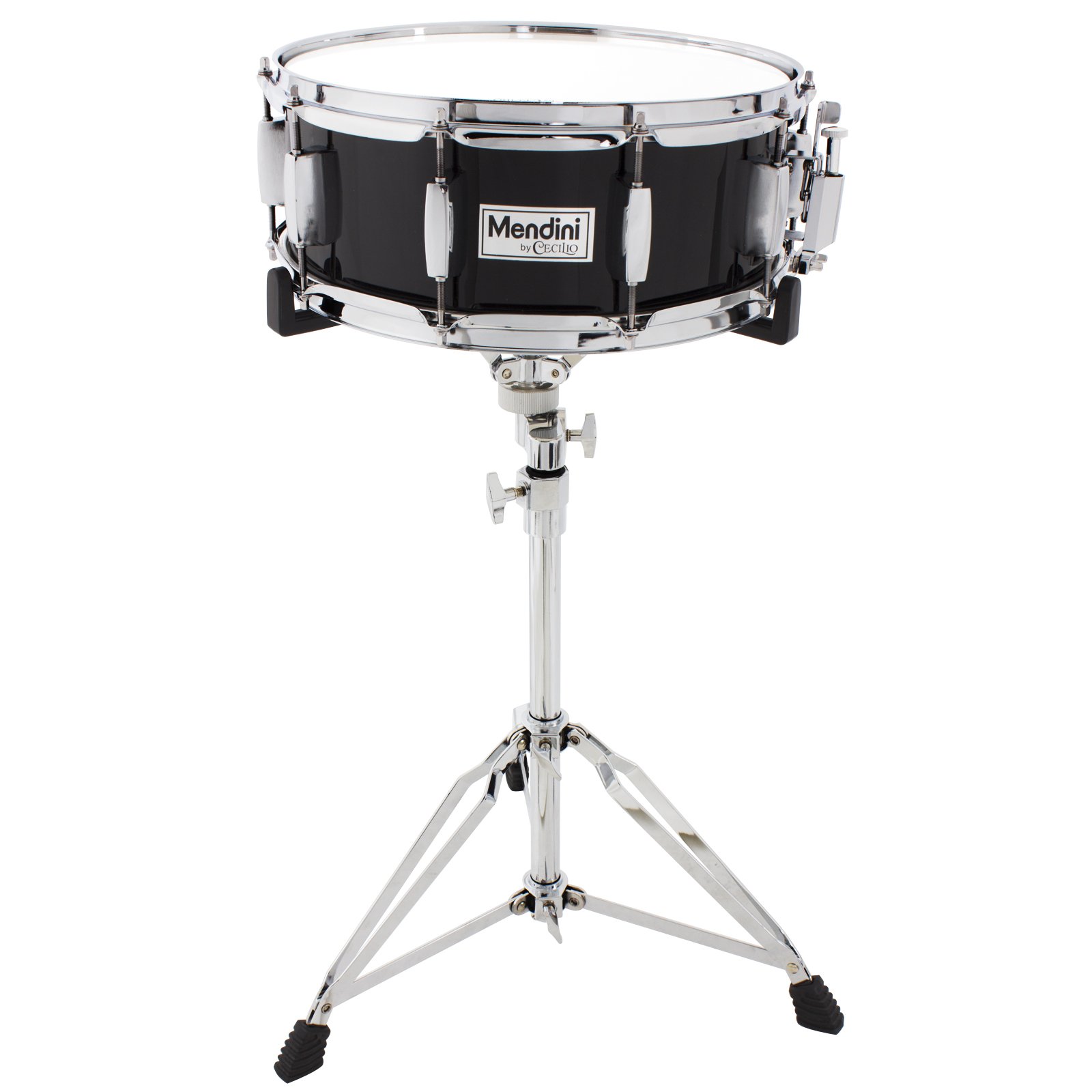 Mendini Student Snare Drum Set with Gig Bag, Sticks, Stand and Practice Pad Kit, Black, MSN-1455P-BK