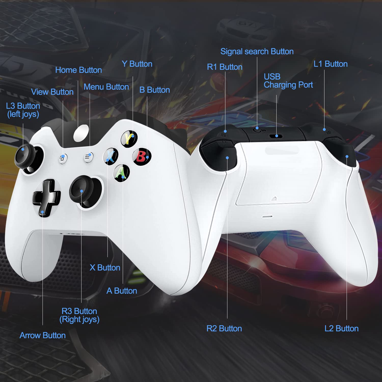 usergaing Controller for Xbox One,Wireless Controller for Xbox One,Xbox Series X&S,Xbox One X&S,Window PC,Xbox PC Game Controller with 3.5mm Headphone Jack-White