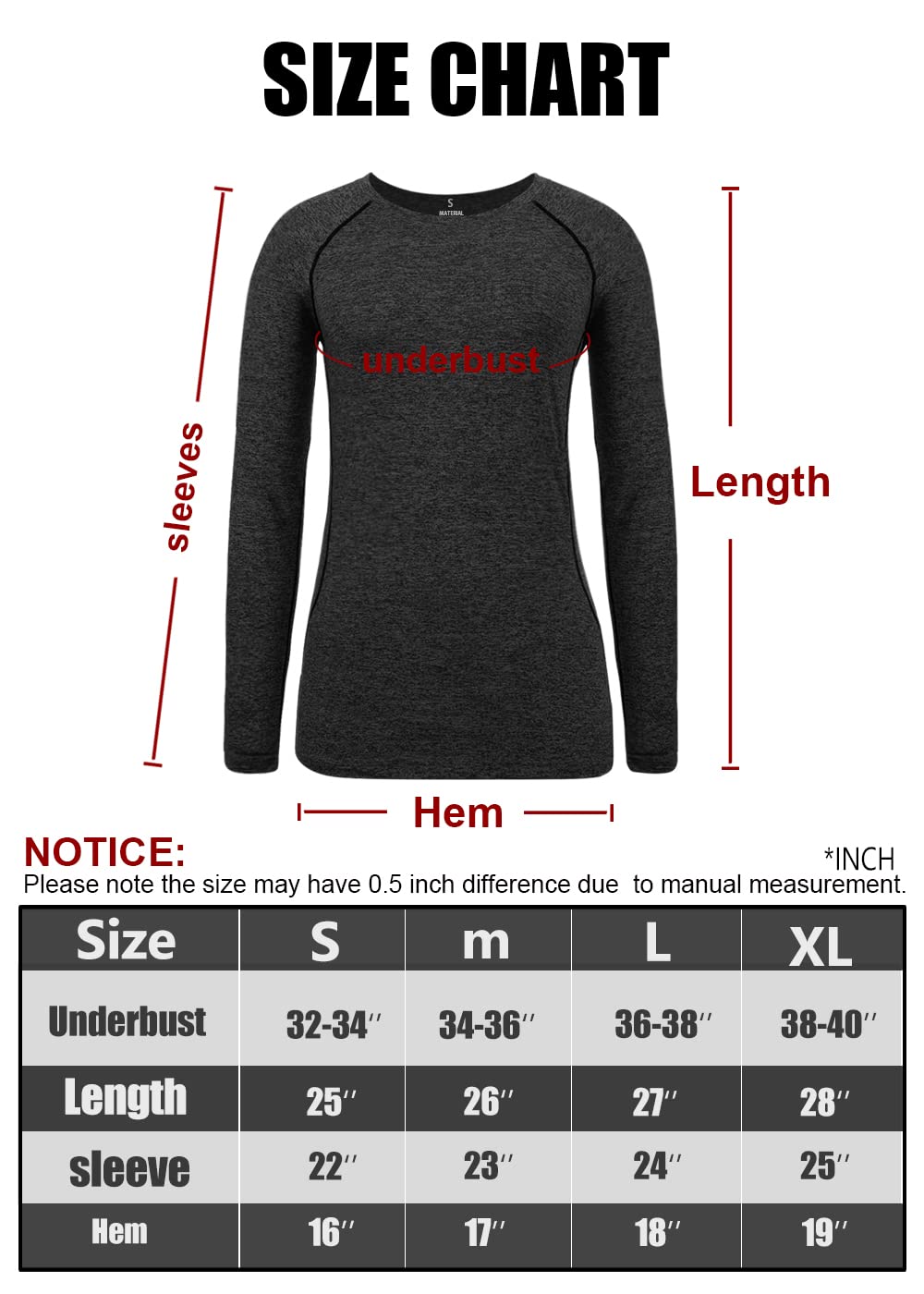 Star Vibe Dry Fit Long Sleeve Tshirt for Women Moisture Wicking Long Sleeve Tee Outdoor Compression Running Workout Tops 4 Pack Black/Grey/Navy/Wine red L