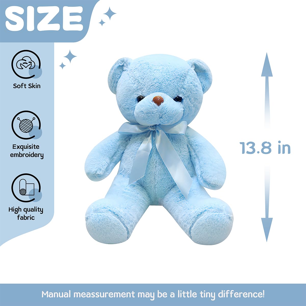 VYUSIT Teddy Bear Stuffed Animals, Cute Plush Toys with Footprints Bow-Knot, 20 inch Soft Small Cuddly Stuffed Plush Teddy Bear