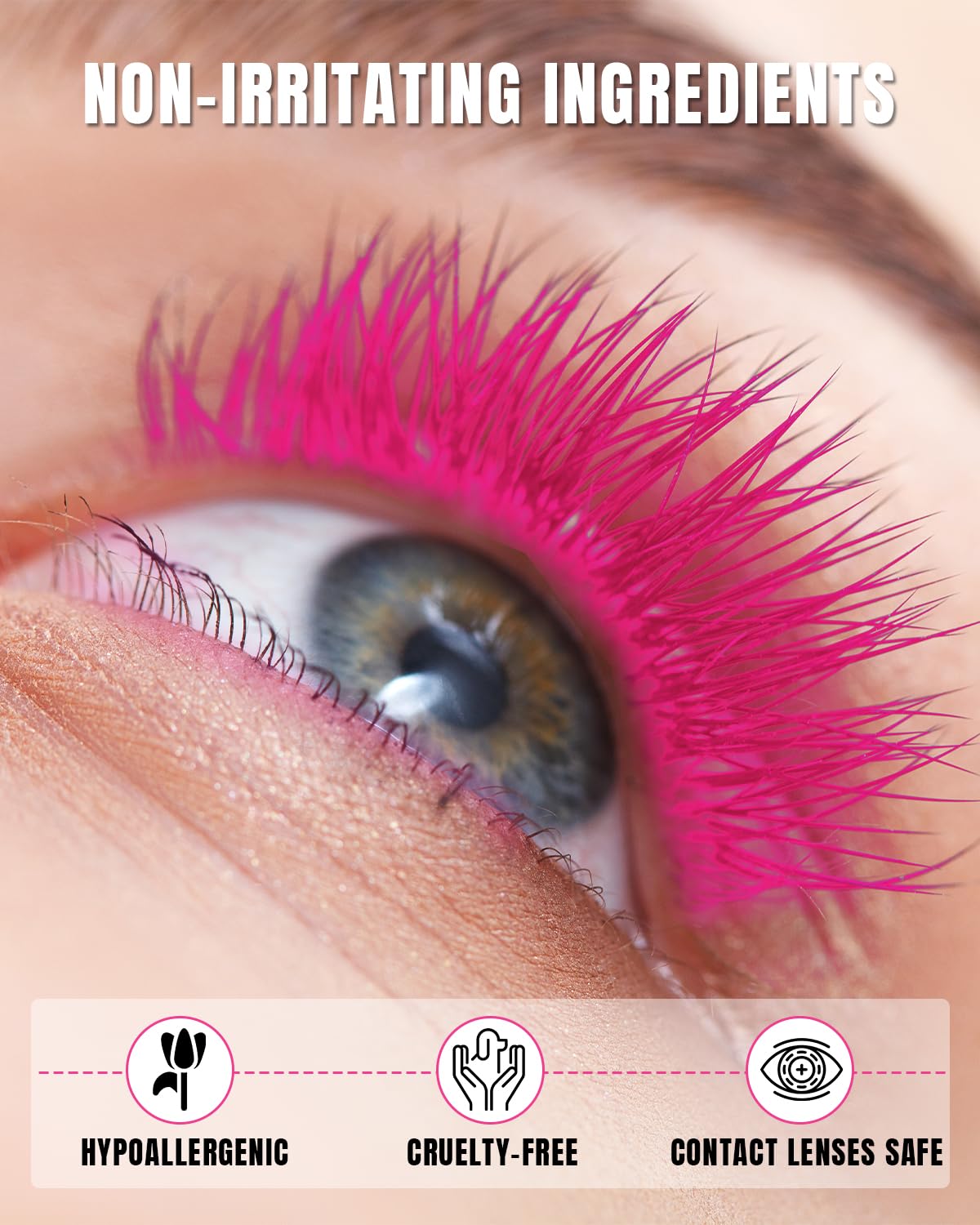 Naseny Waterproof Pink Mascara Volume And Length,5D Silk Fiber Mascara Clear Eyebrow Gel Keep Brows Stay In Place All Day,Brow Freeze Goes a Long Way Creat Full Voluminous Eye Makeup Looking