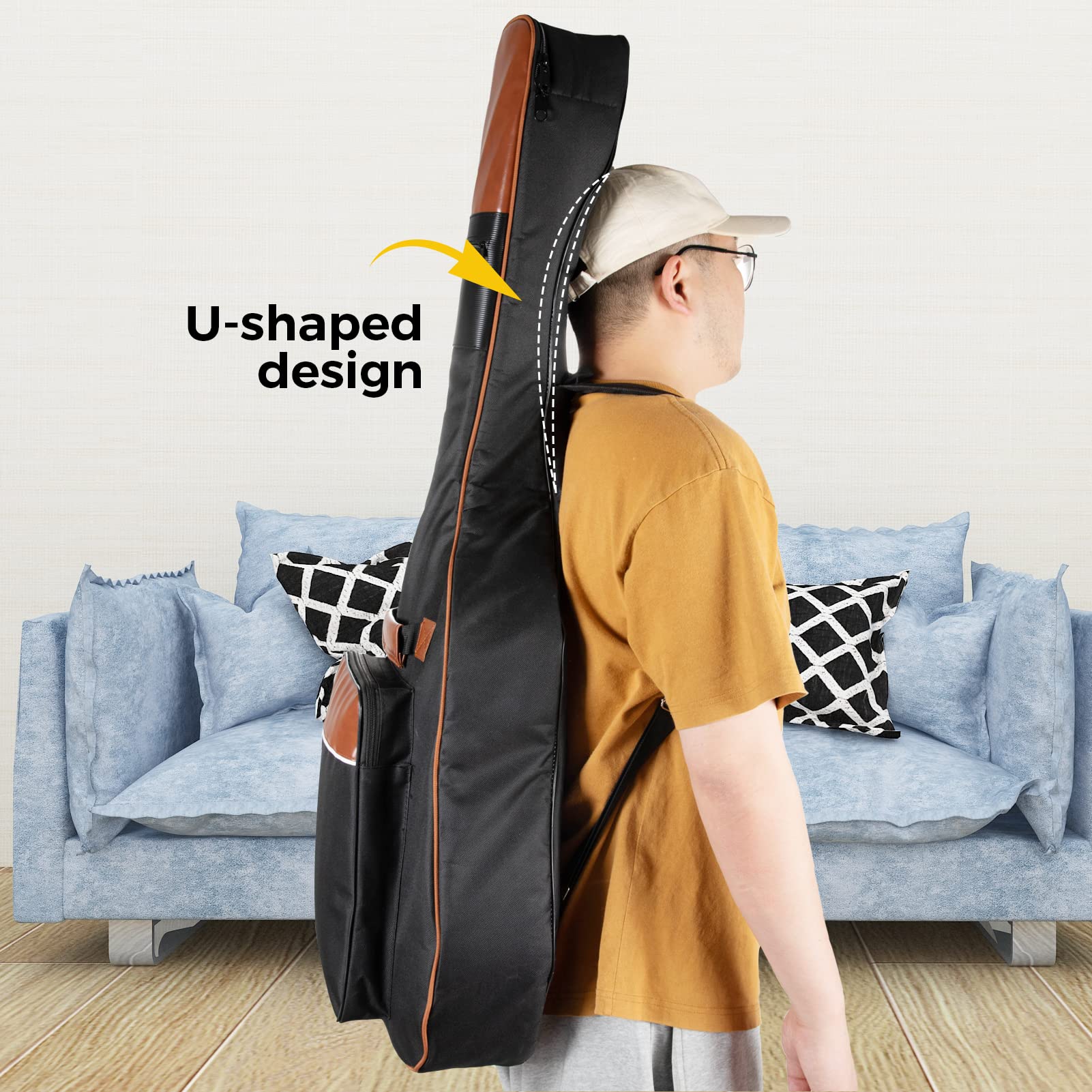 Sorrento 40 41 42 inch Acoustic Classic Guitar Case with Shoulder Straps, 0.5 Inch Extra Thick Inner Padded Sponge, Waterproof Durable Oxford Material, Rubber Shockproof Base