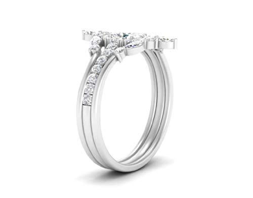 Rosie Collection Oval Shaped Simulated Diamond Crown Wedding Ring Sets in 925 Sterling Silver 14K White Gold Over 9
