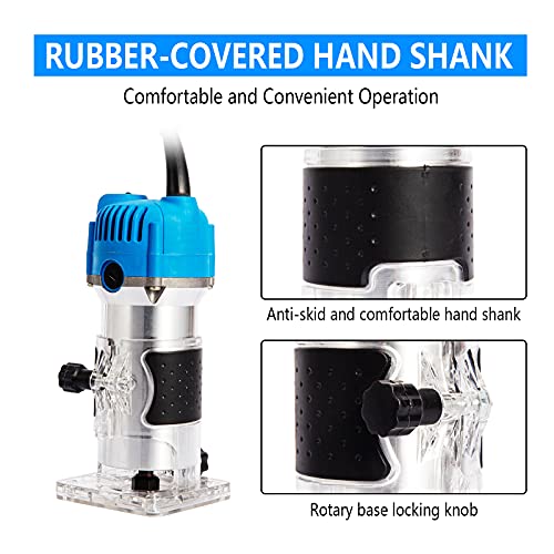 Wood Routers, Wood Trimmer Router Tool, Compact Wood Palm Router, Tool Hand Trimmer, Woodworking Joiner, Cutting Palmming Tool, 30000 RPM 1/4" Collets 800W 110V