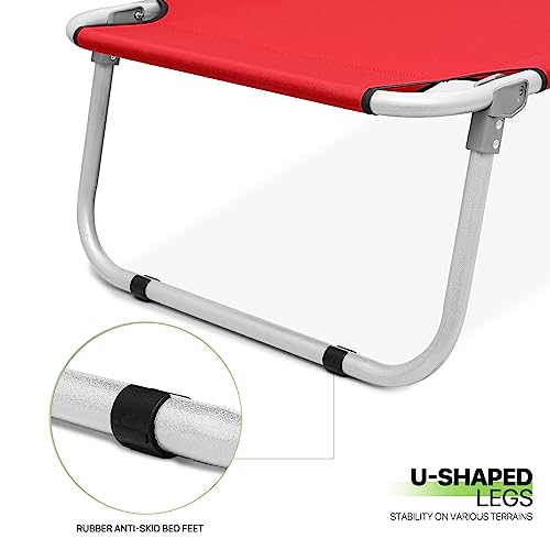 Magshion Portable Military Fold Up Camping Bed Cot with Storage Bag, Red, 37 x 26 x 5 inches (VE-COT-RD-D)