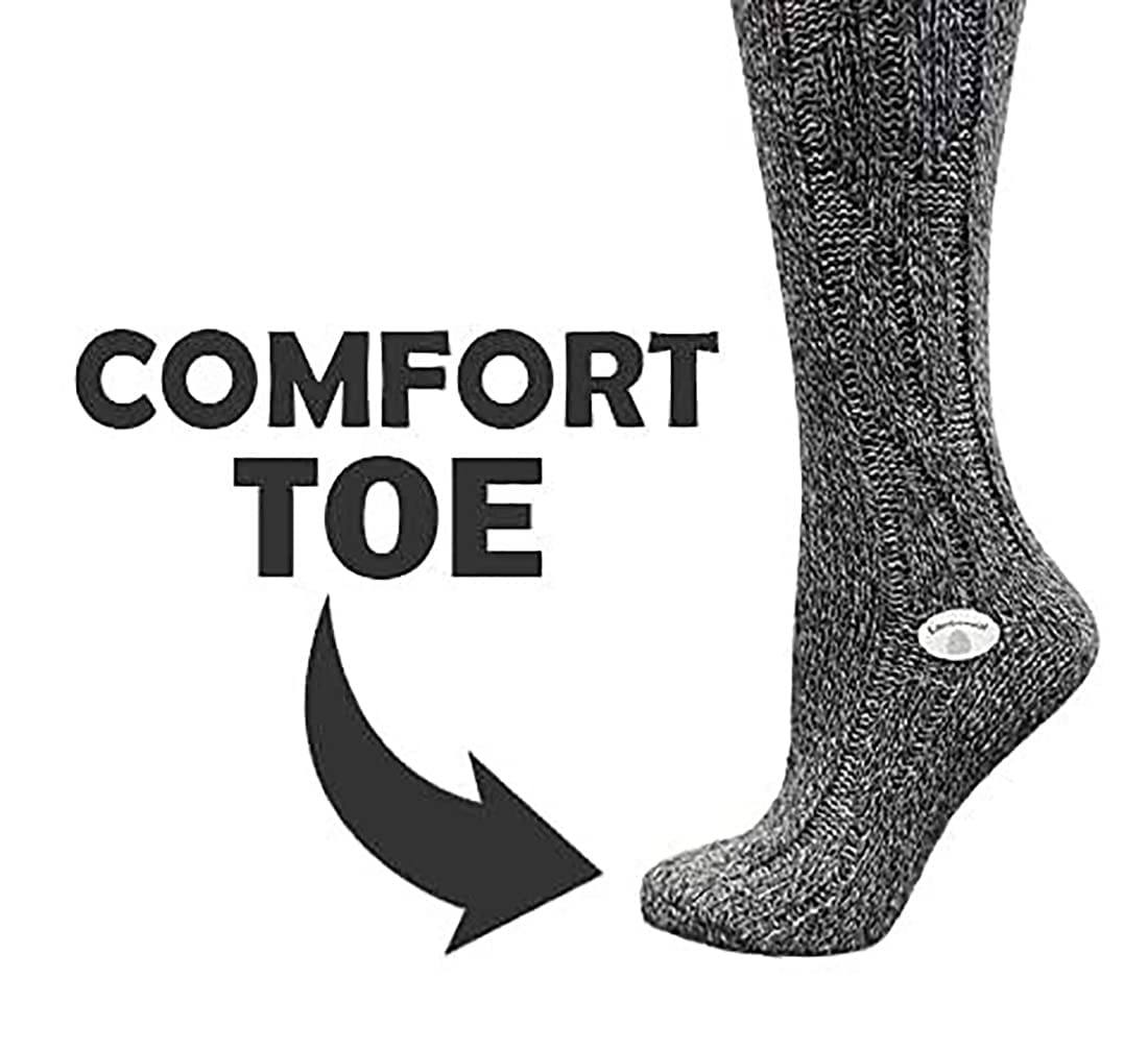 Sierra Socks Women's Thick Hiking Warm Wool Crew Socks (Black/Charcoal, Large)