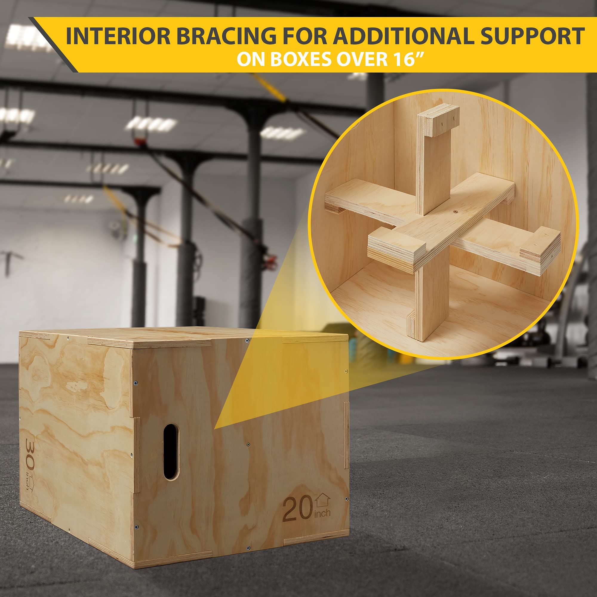 Philosophy Gym 3 in 1 Wood Plyometric Box - 30" x 24" x 20" Jumping Plyo Box for Training and Conditioning
