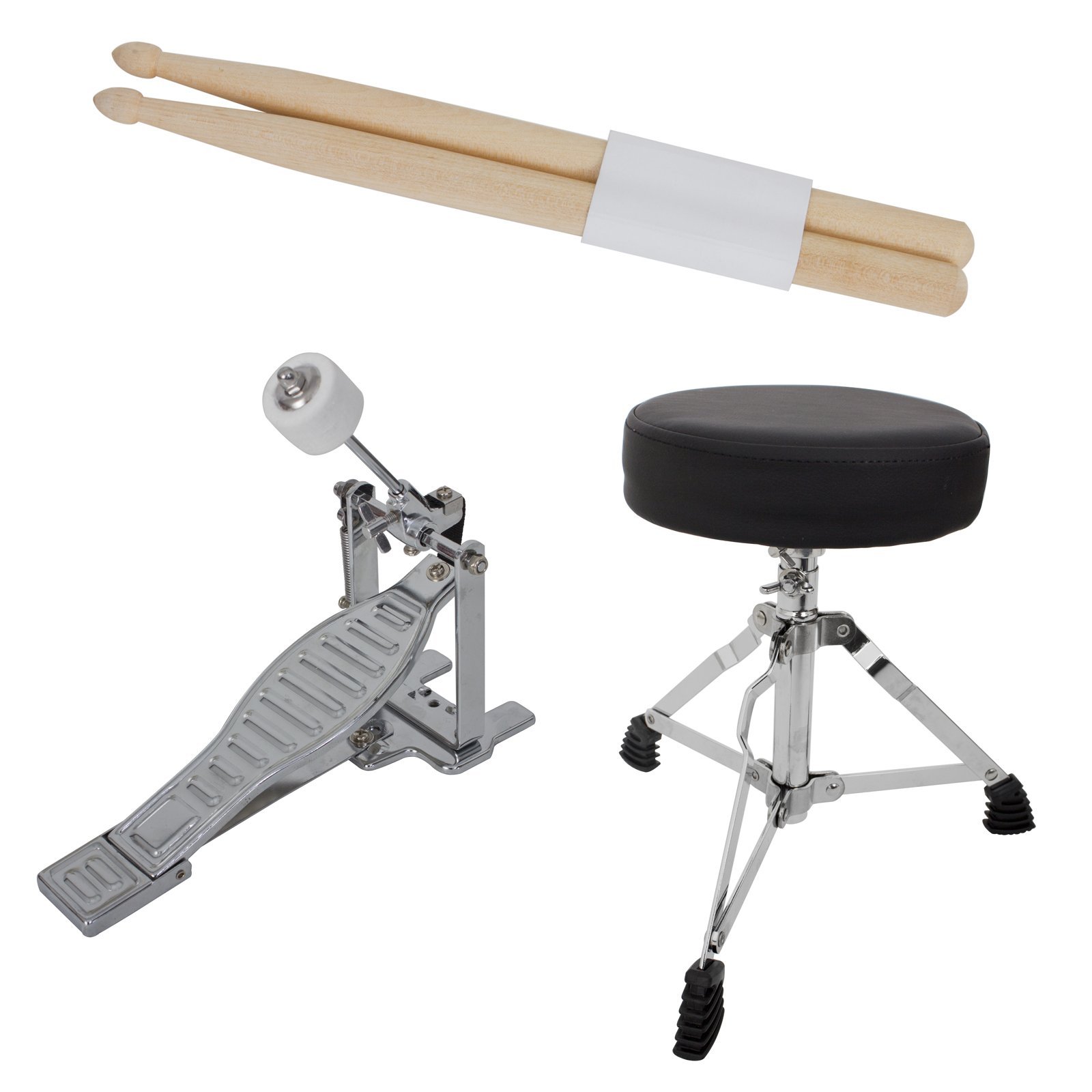 Mendini By Cecilio Drum Set β 3-Piece Kids Drum Set (16"), Includes Bass Drum, Tom, Snare, Drum Throne - Musical Instruments for Age 6-12, Metallic Blue Drum Kit