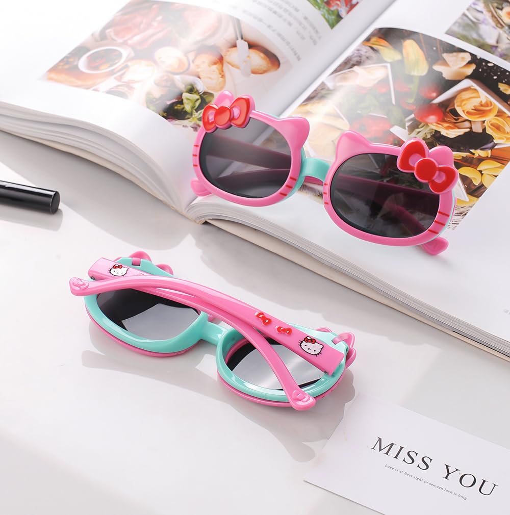 VNSPORT Kitty Cat Polarized UV Protection Sunglasses for Girls, Birthday Gift for Hello, Kitty Fans