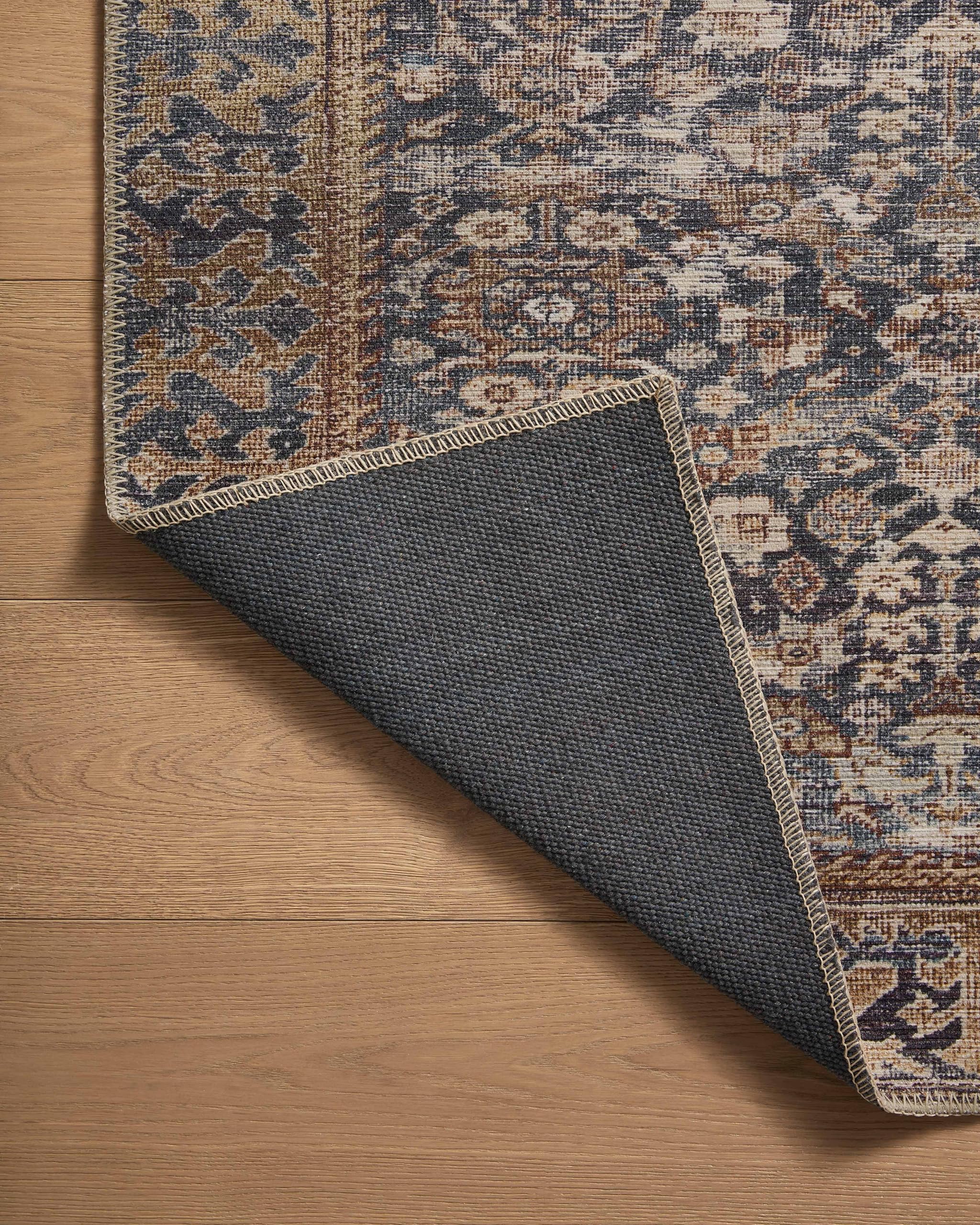 Loloi Amber Lewis x Loloi Georgie Collection GER-05 Denim / Spice, 2'-0" x 5'-0", 0.19" Thick Accent Rug