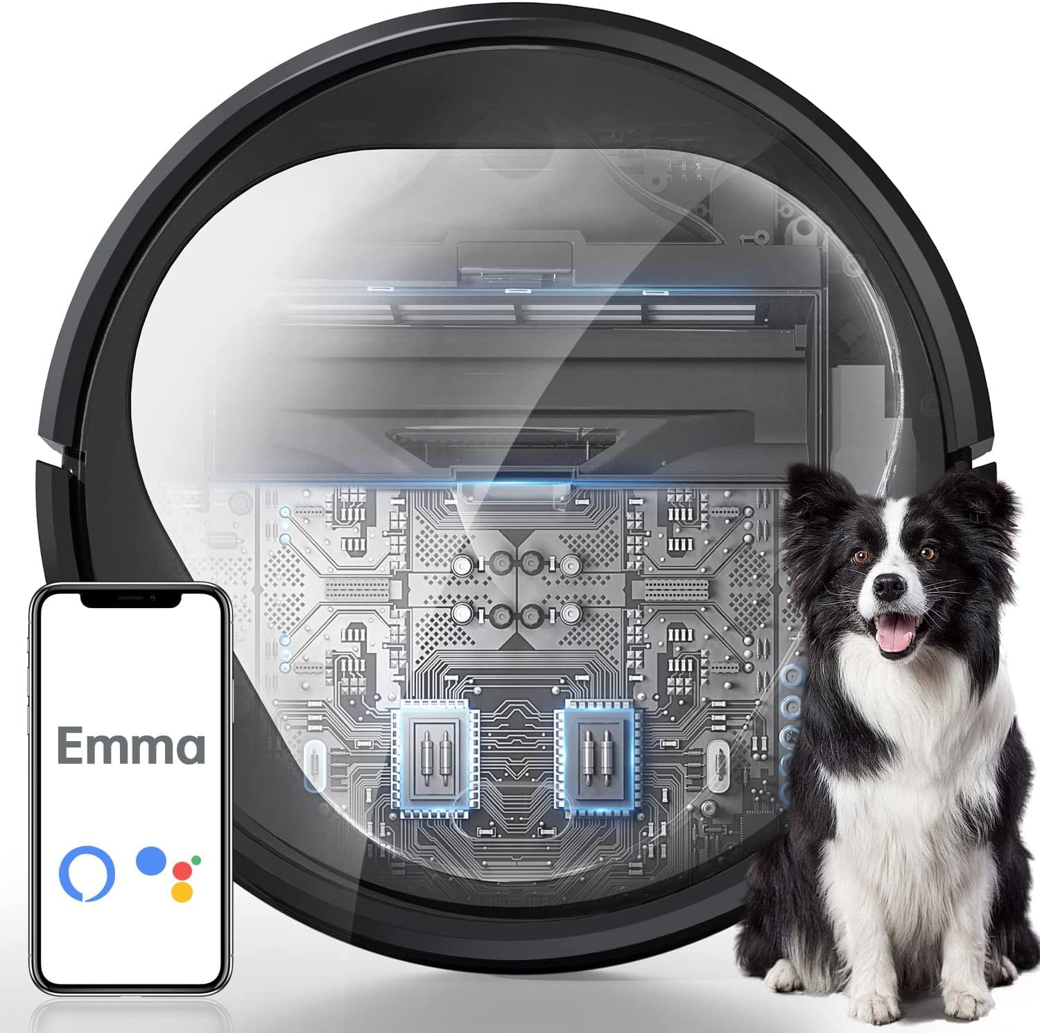 Maxwell Robot Vacuum Cleaner, 2500pa Strong Suction, Self-Charging Robotic Vacuum Cleaner, Anti-fall Sensor, Alexa & App Connect, Home Surveillance Camera, Works On Hard Floor & Low Pile Carpet