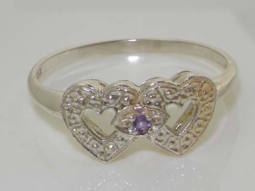 LetsBuyGold 925 Sterling Silver Natural Amethyst Womens Sweetheart Ring - Sizes 4 to 12 Available