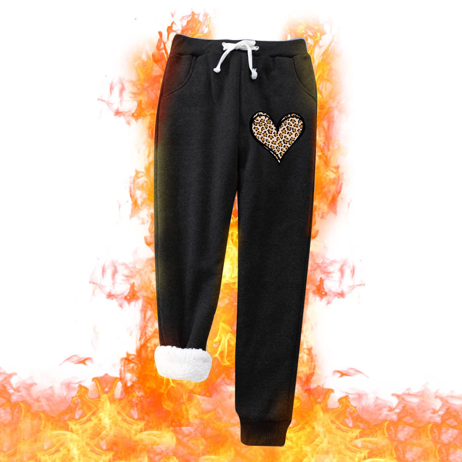 uvpivm Women's Athletic Pants Winter Jogger Fleece Warm Workout Yoga Tapered Sweatpants Wide Leg Drawstring Joggers with Pockets 3-A,X-Large