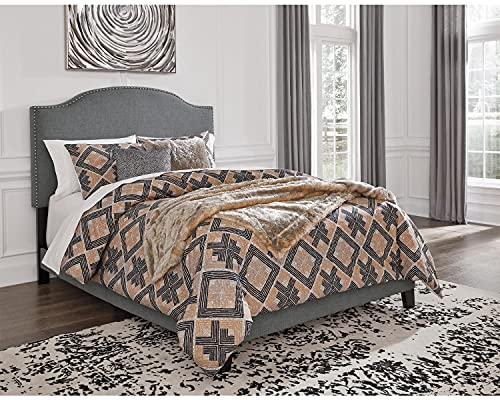 Signature Design by Ashley Adelloni Queen Upholstered Bed with Nailhead Trim, Gray