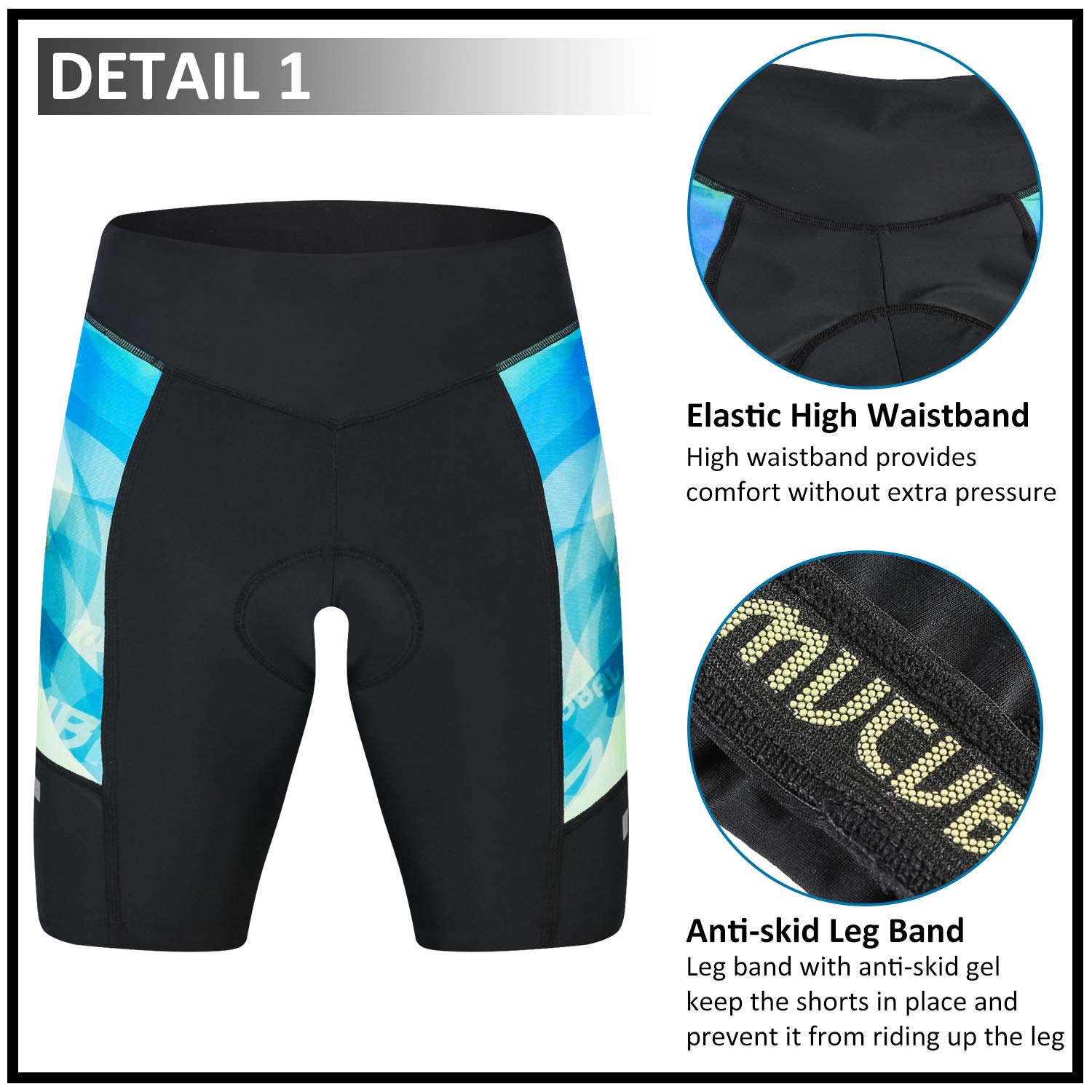 MUCUBAL Women's Bike Shorts with 3D Padded Compression Bicycle Shorts for Cycling,Spinning,Road Bike(Blue,XL)