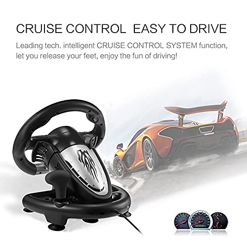 PXN V3III PC Racing Wheels,180° Game Steering Wheel and Dual Motors Vibration ,PS4 Steering Wheel with Linear Pedal/Accelerator Brake,for PC/PS4/Xbox One/Xbox Series X|S/Switch(Black)