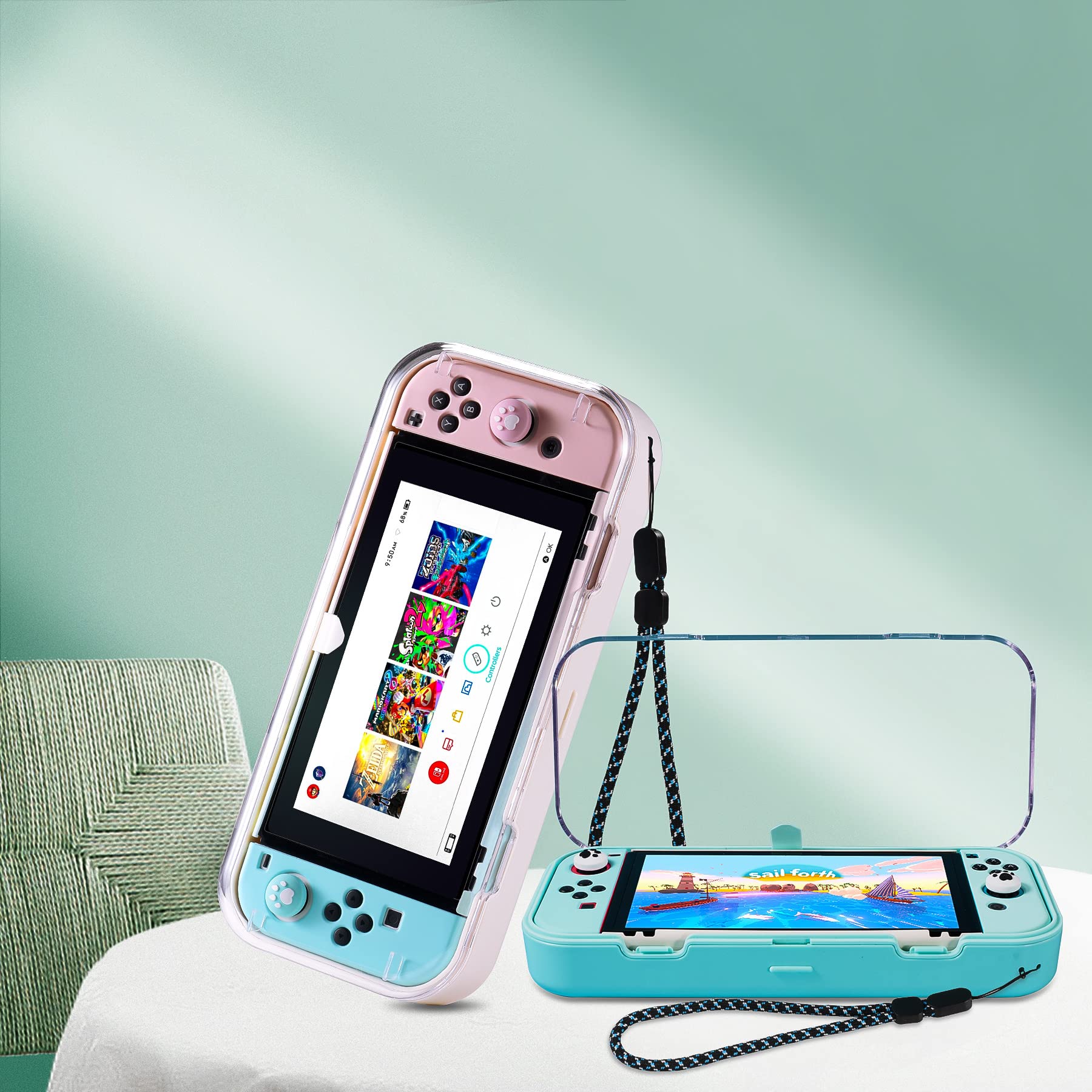 UYIYE Carry Case Compatible with Nintendo Switch/Switch OLED , Protective Hard Portable Travel Carry Case Brand new transparent carrying caseh,Perfect design, no odor, new experience (red)