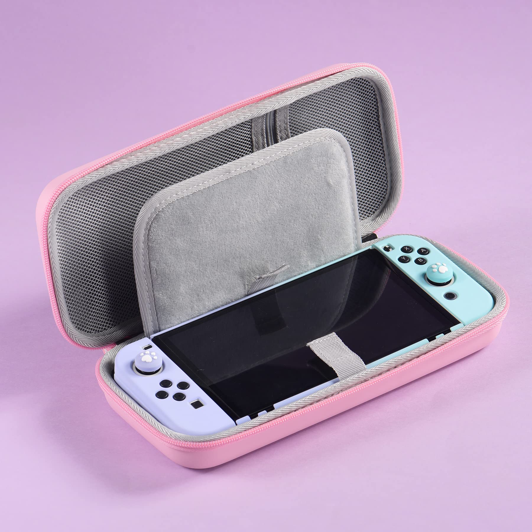 UYIYE Carry Case Compatible with Nintendo Switch/Switch OLED , Protective Hard Portable Travel Carry Case Shell Pouch,Protective case, game case, game machine case, accessories storage (pink)