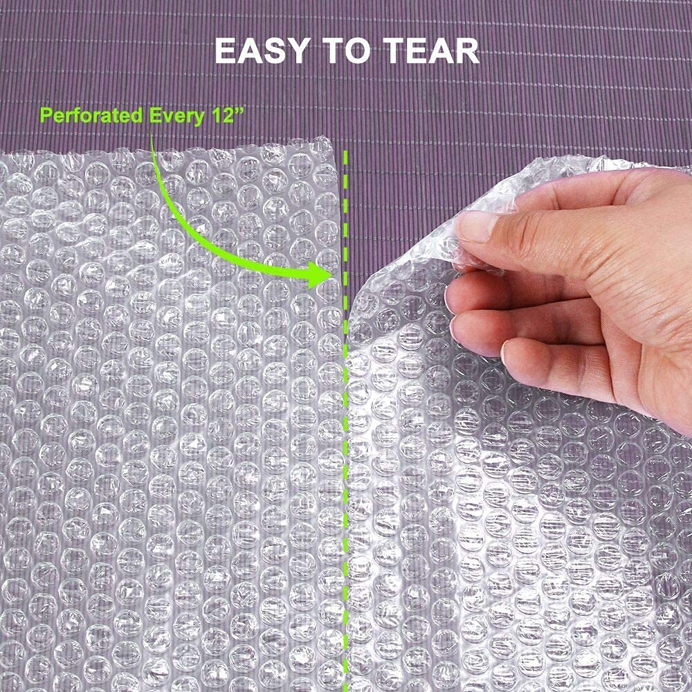 Mighty Gadget 200 feet Small Bubble Perforated Every 12” Cushioning Wrap for Moving & Shipping Bubble Packing Wrap Fragile Items for Extra Protection Clear Bubble Roll Moving Supplies