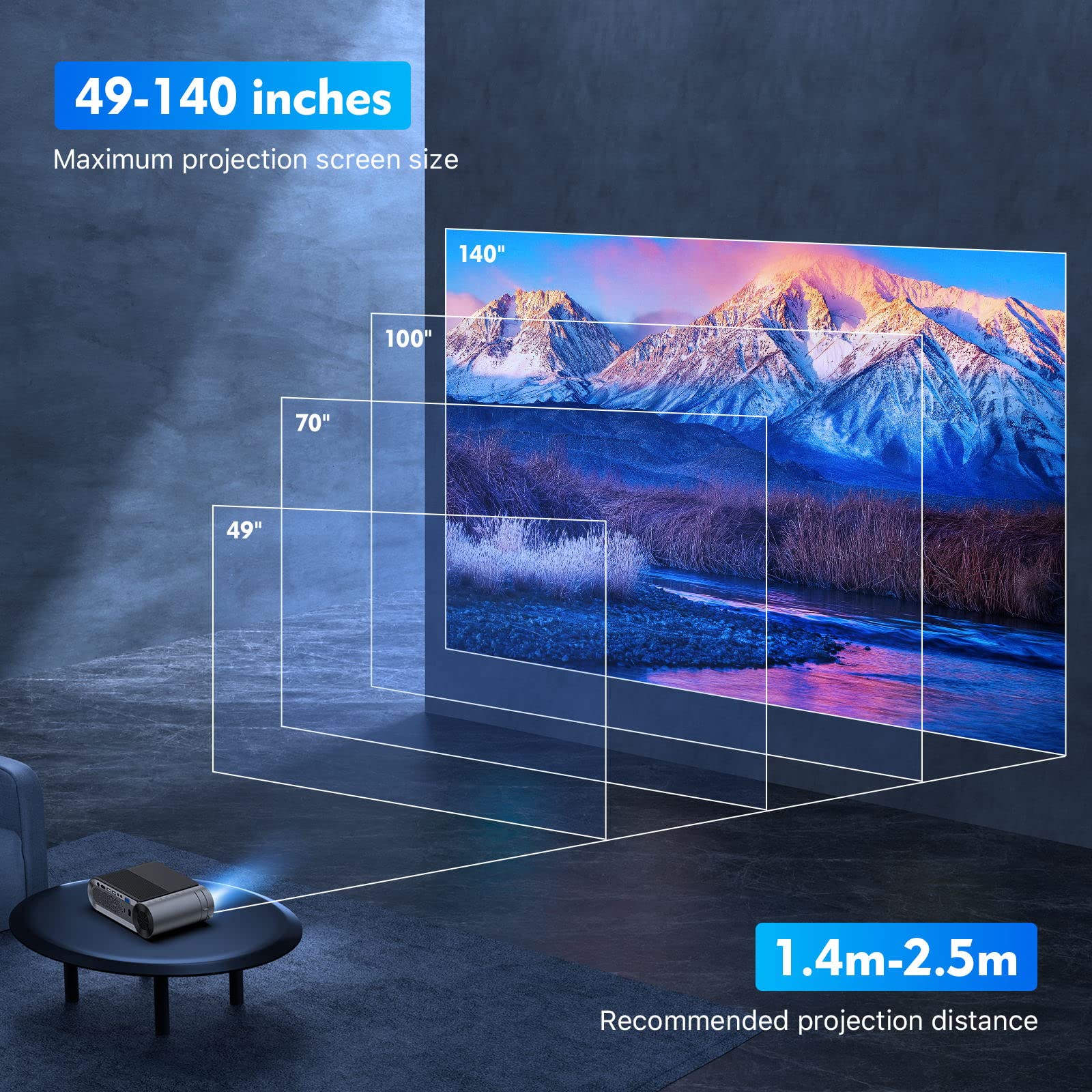 Native 1080P Projector, Bluetooth Projector WiFi Projector (black)