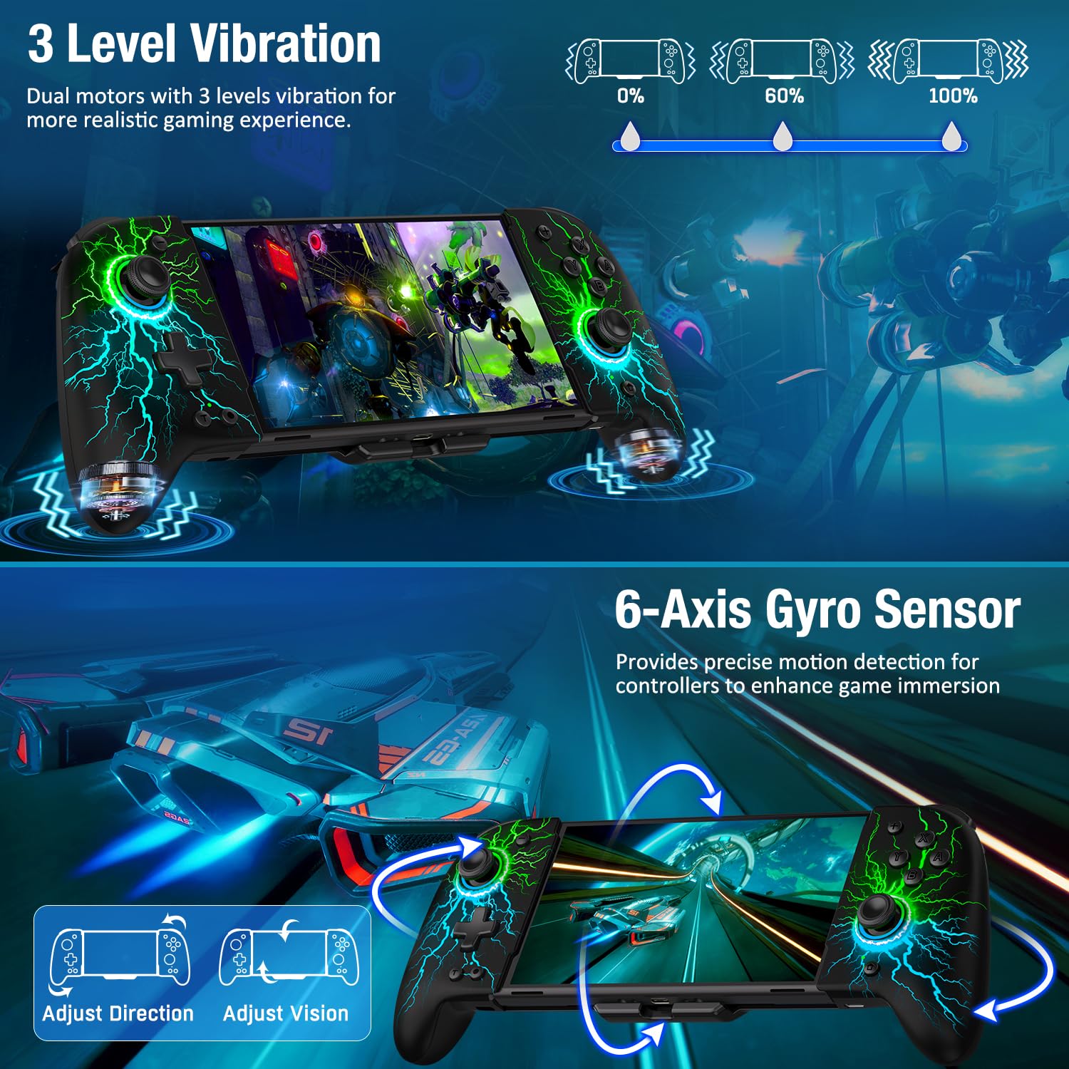 Switch Controller, Pro Switch Controller Compatible with Switch Controller/OLED/Lite, Wireless Switch Controller with RGB Light for PC/iOS/Android, Auto-Cycle Macro Programming, Wakeup, TURBO