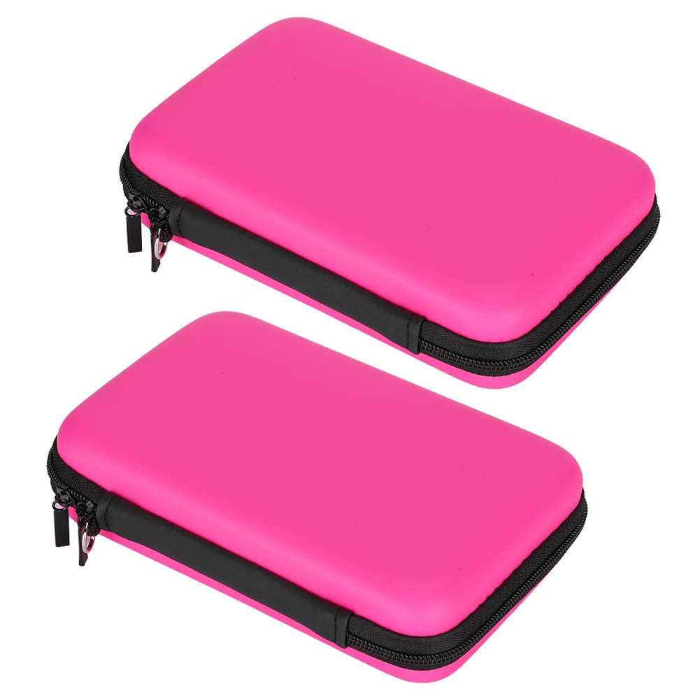 Shanrya Storage Bag Hard Double‑Layer Nylon Compartments Game Consoles Storage Bag for 3DS 3DS LL Office Home(Pink)