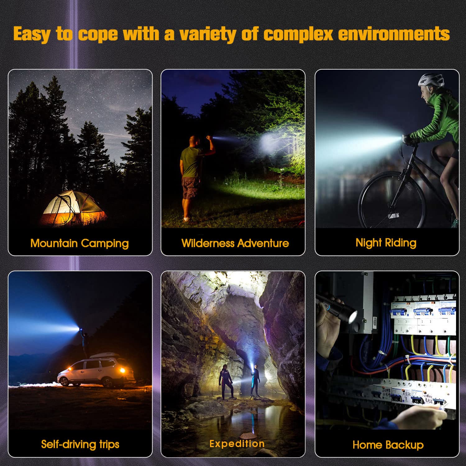 SDKWDH Rechargeable LED Flashlights High Lumens, 150000 Lumens Super Bright Tactical Handheld Flash Light, Powerful Emergency Linternas, Zoomable, Waterproof, Long Lasting, for Hiking Camping Gift