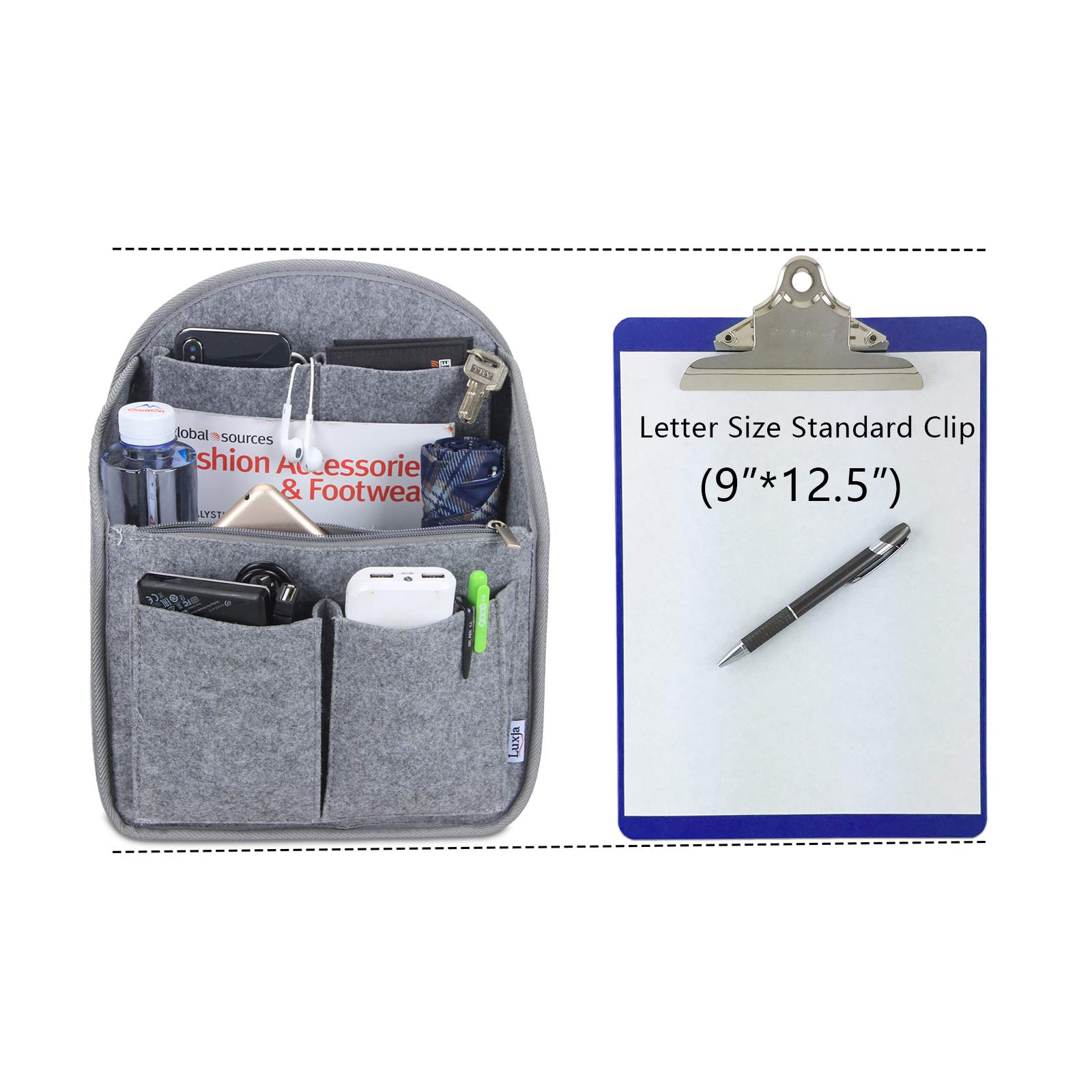 LUXJA Backpack Organizer, Felt Organizer Insert for Backpack, Gray