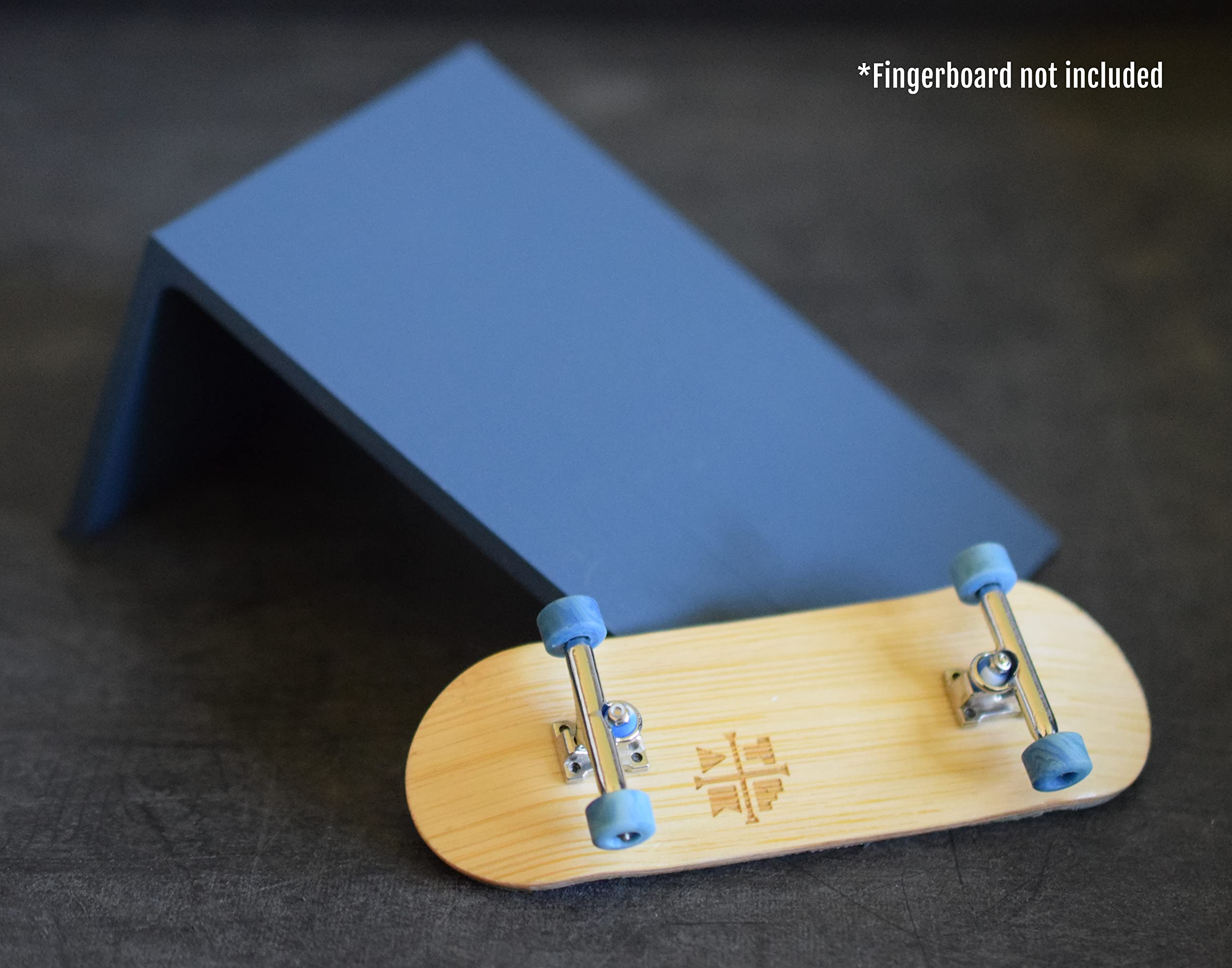 Teak Tuning Fingerboard Poly Mid-Rise Kicker Ramp - 5" Long, 3" Wide, 2" Tall - Fingerboard Obstacle in Blue Steel Colorway