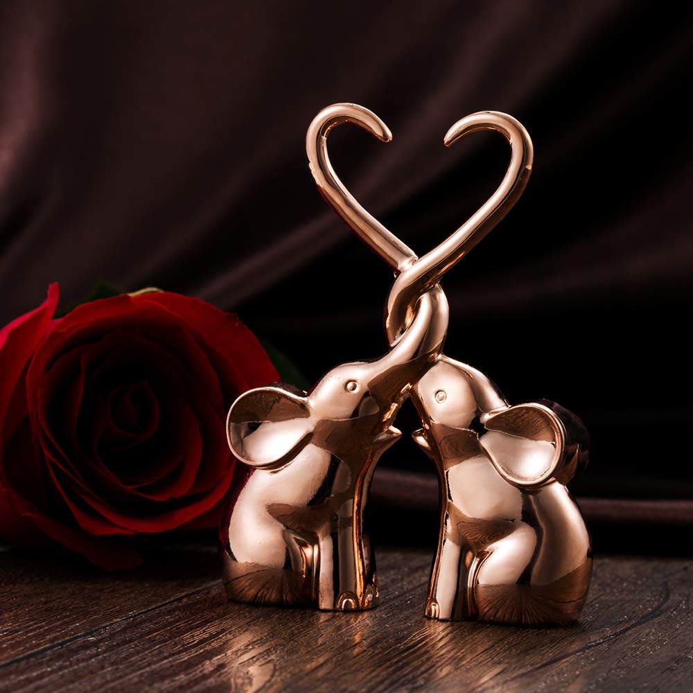 Star Miss River Two Piece Loving Elephants Wedding Ring Holder for Jewelry - Solid Metal