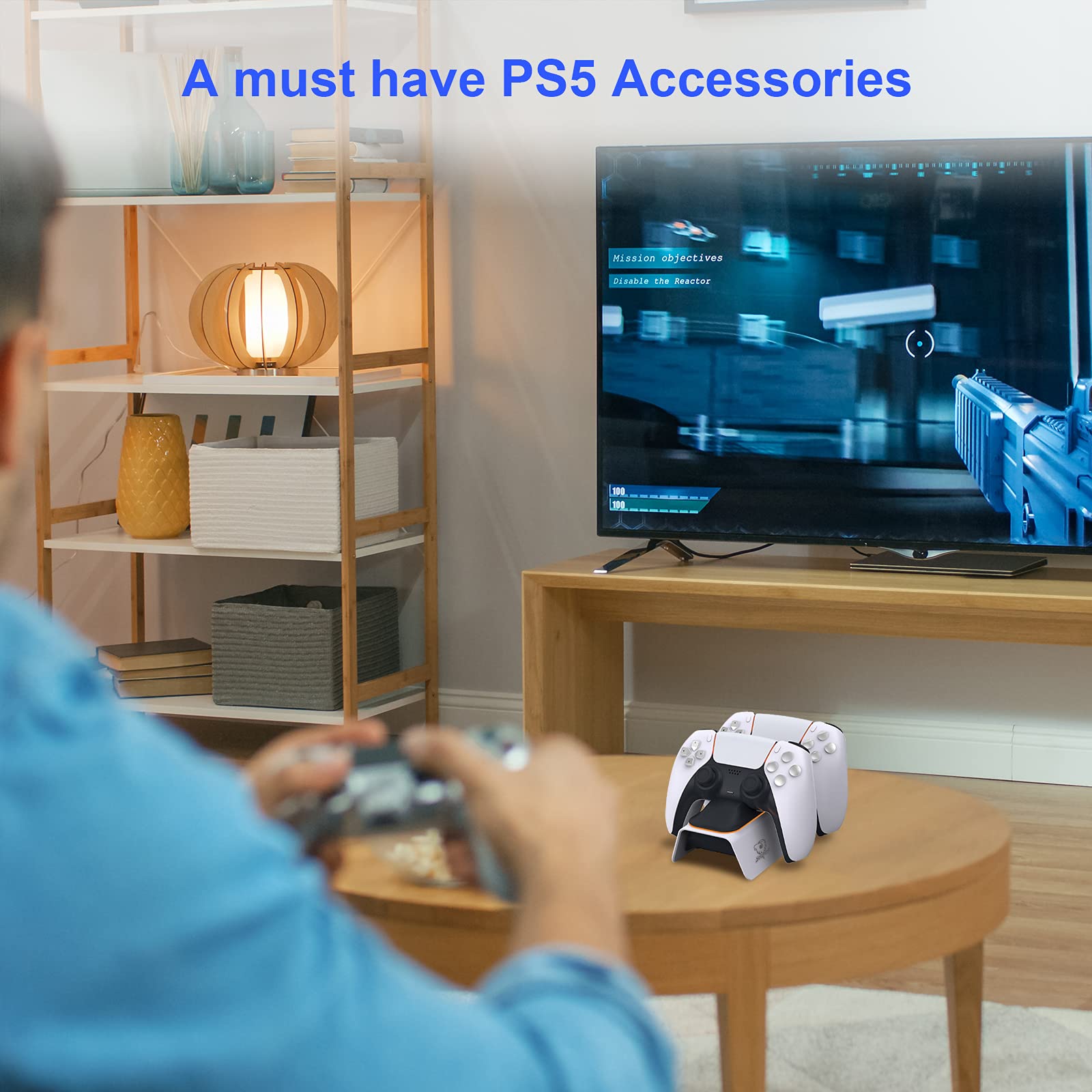 SOULION PS5 Controller Charger Station，Dual PS-5 Charging Station with LED Indicator Safety Chip Protection, Upgraded Type-C Fast Charging Dock Stand for Dualsense PS5 Controllers, White