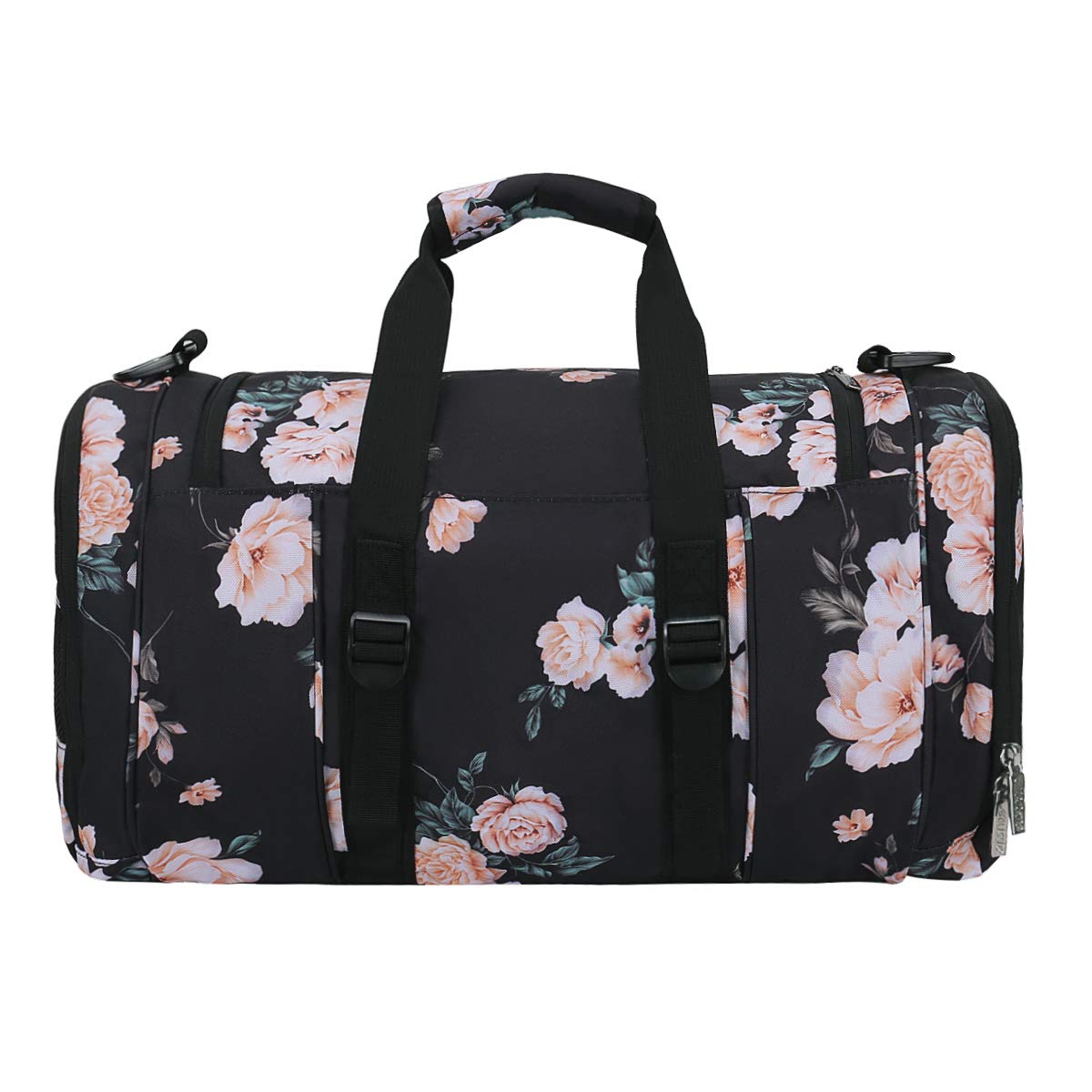 MOSISO Sports Duffel Peony Gym Bag with Shoe Compartment for Men/Women Dance Travel Weekender, Black