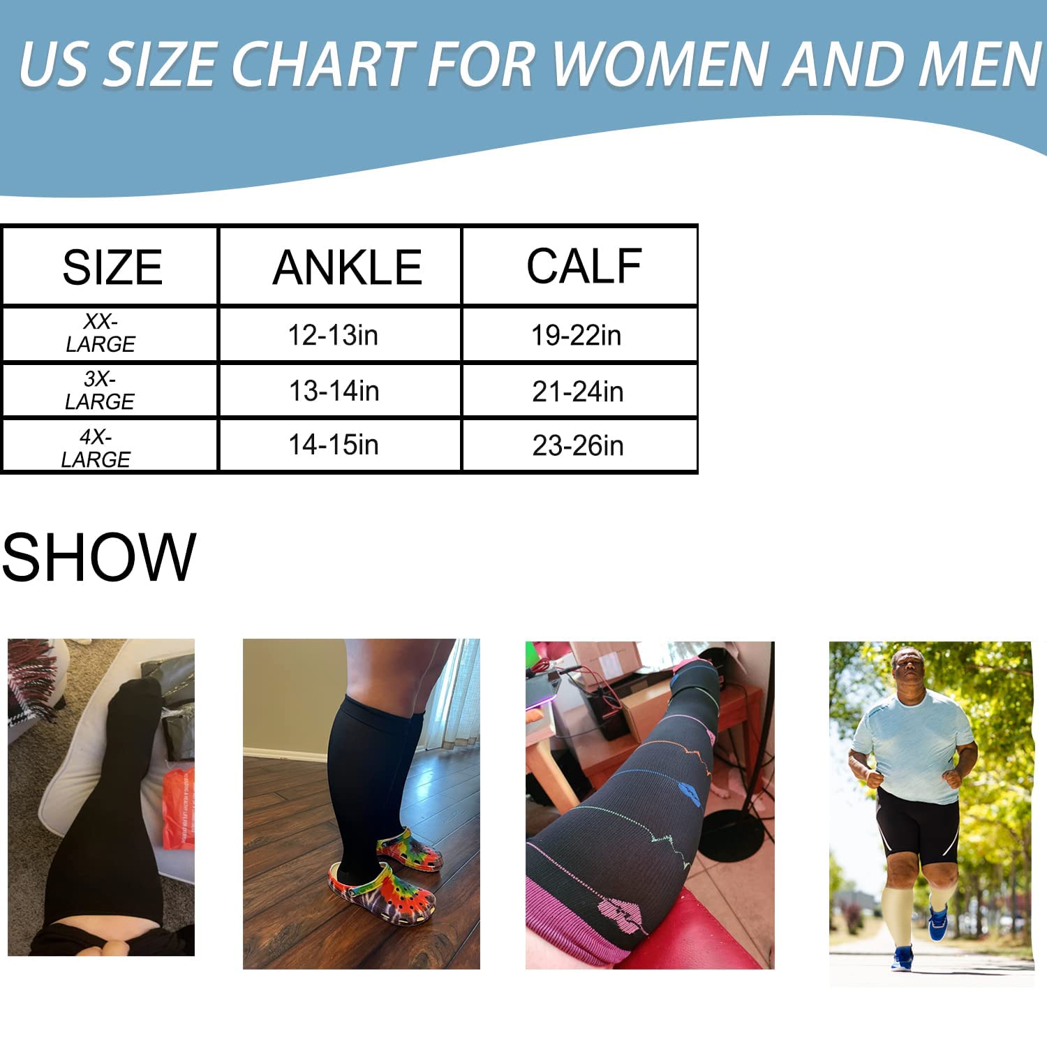 SIOAUIRT Plus Size Compression Socks for Women Men 20-30 mmHg, Wide Calf Stockings Best Support for Circulation, Running