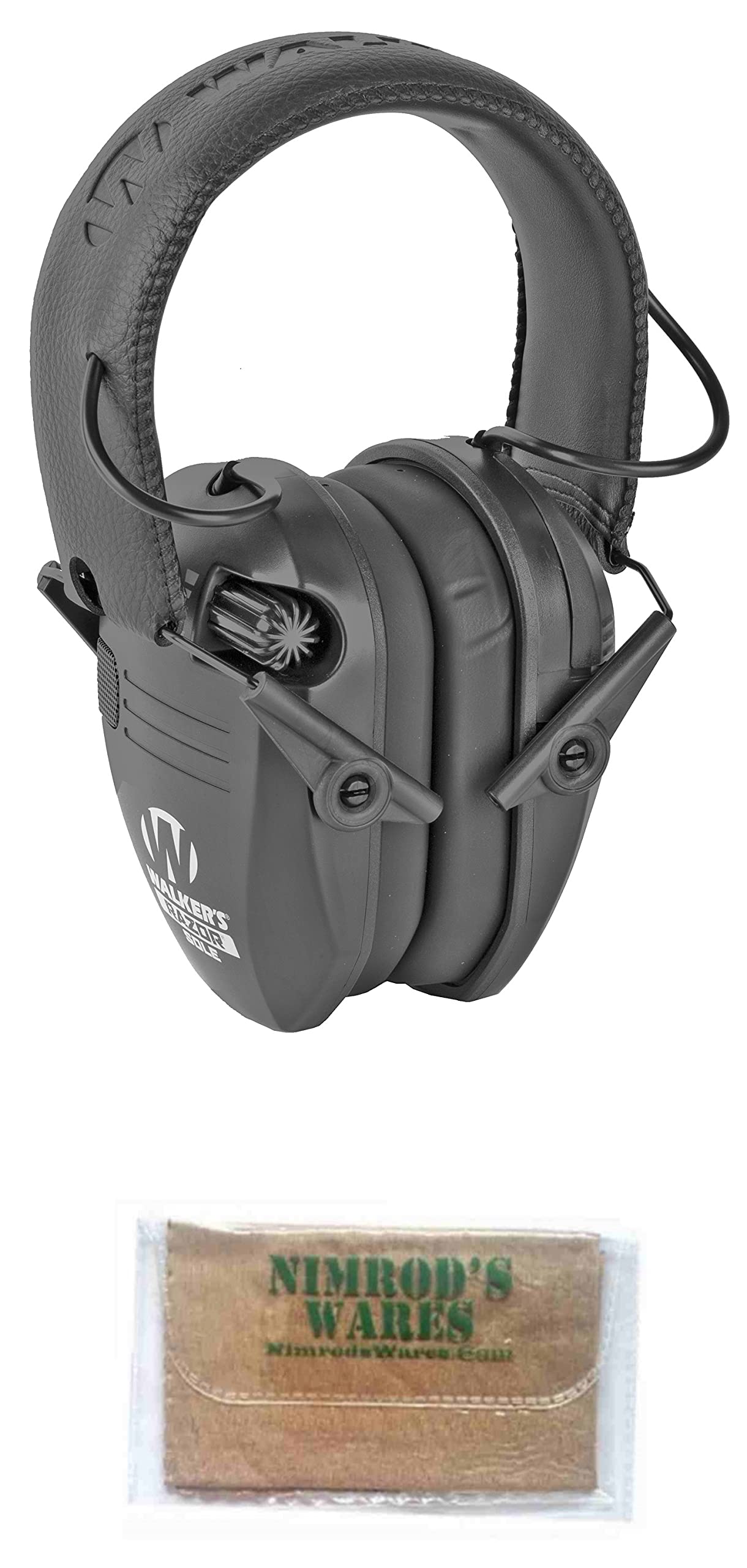 Nimrod's Wares Walker's Razor Sole Slim Electronic Ear Muffs NRR 23 GWP-RSEMS Bundle with Microfiber Cloth