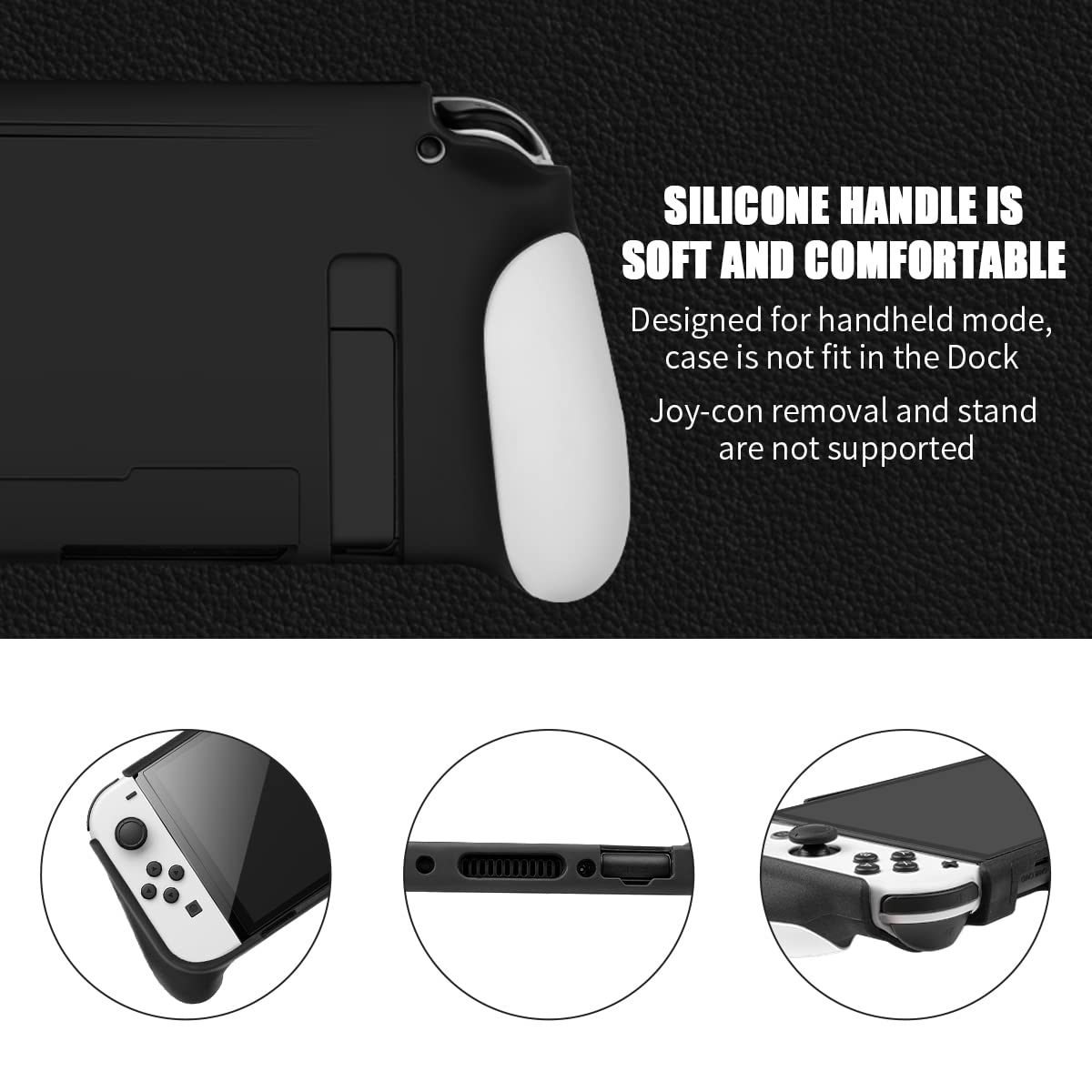 Protective Case for Switch OLED(Not Fit in OLED Dock),Switch OLED Hand Grip Cover Case,Ergonomic Silicone Grip with Soft TPU for Switch OLED,Switch OLED Handheld Mode Protector Case(White)