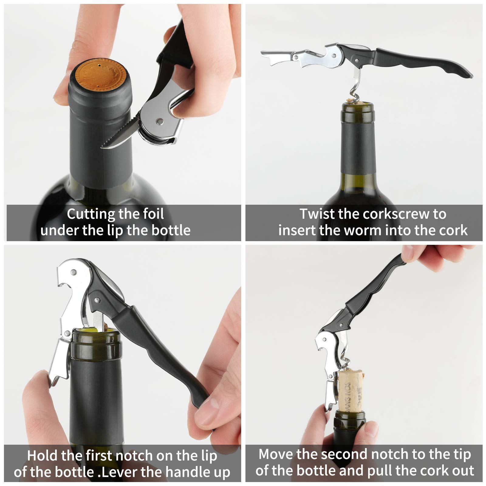 STARVION Waiters Corkscrew,3 in 1 Wine Opener, Bottle Opener and Foil Cutter, Thickened Wine Corkscrew and Stainless Steel Stopper Packed in Beautiful Gift Box