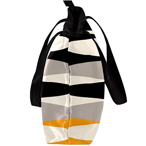 Women's Large Size Canvas Shoulder Bag Hobo Crossbody Handbag Casual Tote, Modern Abstract Art Gray Geometric