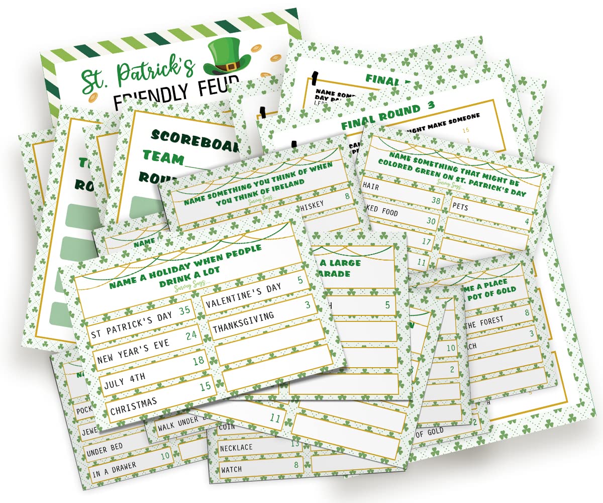 St. Patrick's Day Family Feud Quiz Game, St. Patrick's Day Party Decorations, St. Patrick's Day Party Games, St. Patrick's Day Party Favor, Family Activity, Feud Trivia Quiz-LMZSC 2