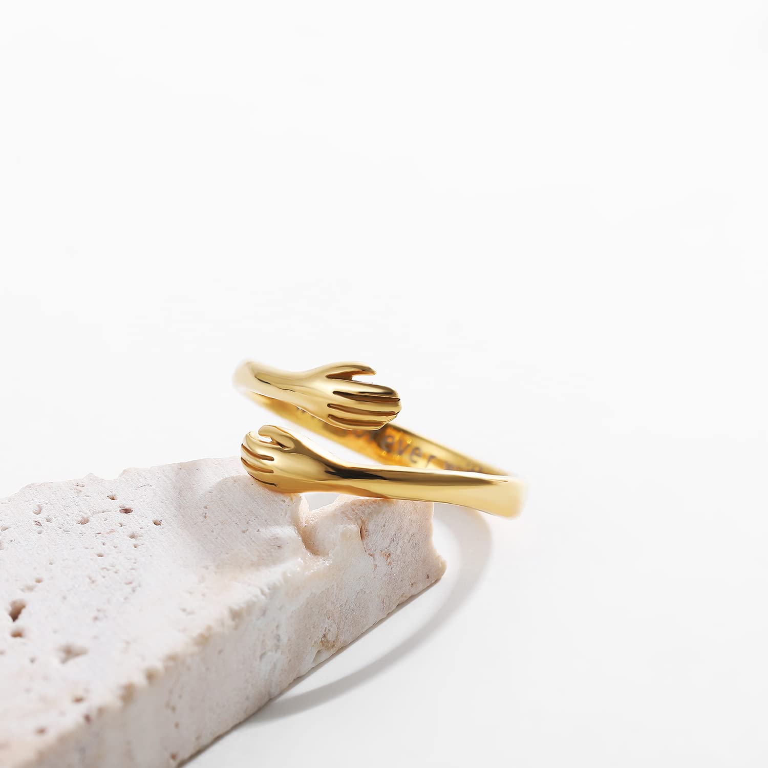 SLOONG Custom Hug Ring for Women, Gold/Rose Gold/Sliver Personalized Name Ring, Custom Name Hugging Rings for Daughter's and Women's Great Gift