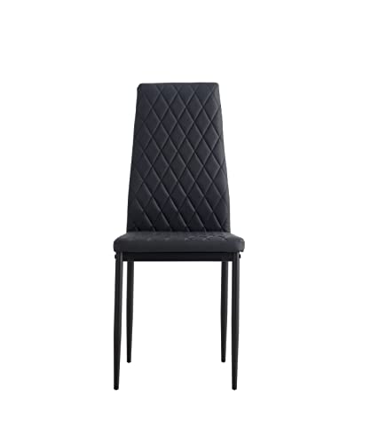 LIADTOP Set for 4, PU Leather Set of 4 Living, Modern Upholstered Side Chairs with Stable Metal Legs,for Dining Room, Kitchen, Restaurant,Black
