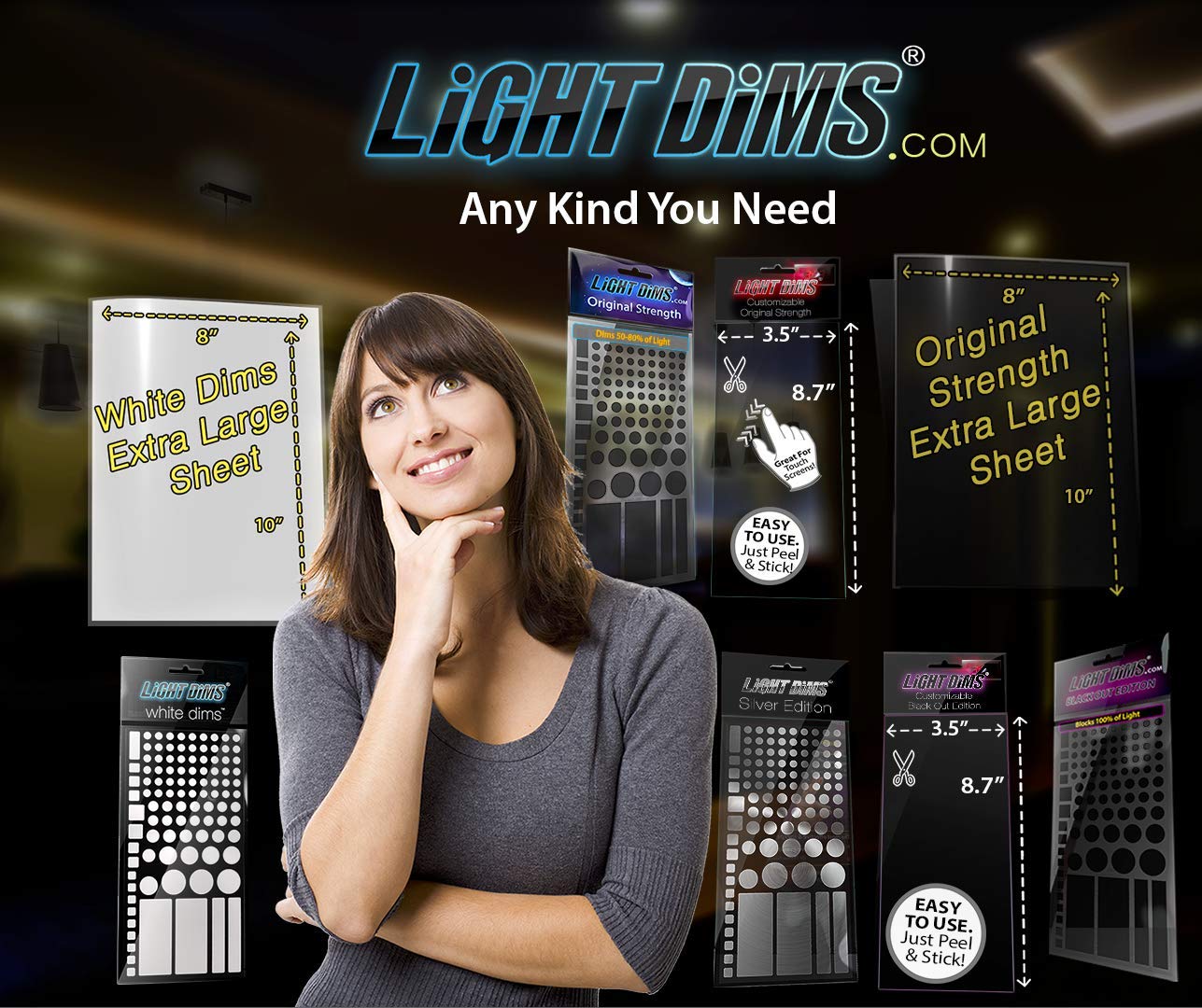 LIGHTDIMS Original Strength - Light Dimming LED Covers/Light Dimming Sheets for Routers, Electronics and Appliances and More. Dims 50-80% of Light, in Retail Packaging (1 Sheet).