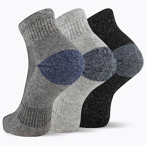 Merrell womens Cushioned Performance Hiker Hiking Socks, Charcoal Black (Quarter), 9 11 US