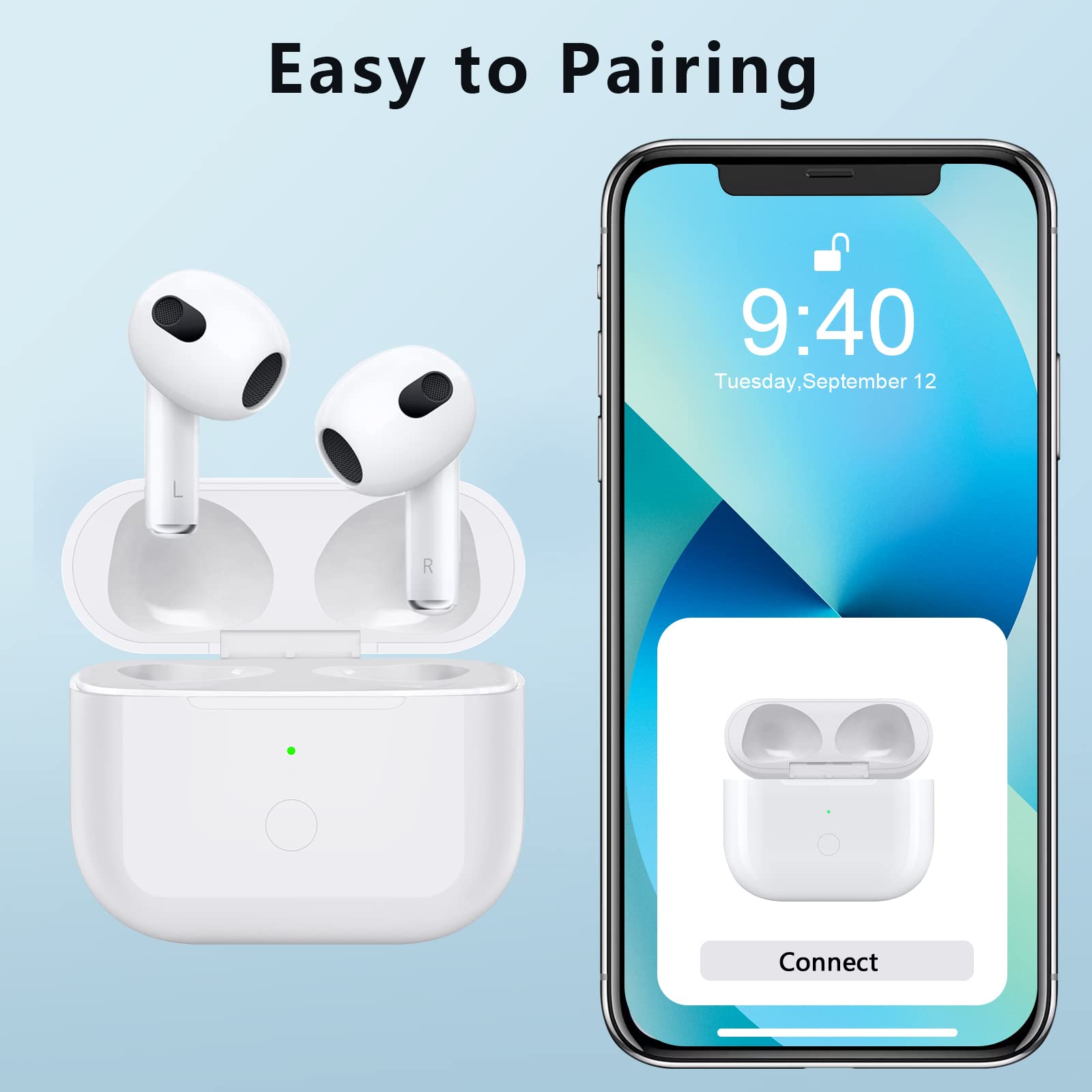 Wireless Charging Case for Airpods 3rd (Not for Airpod Pro), Charger Case Replacement with Sync Button and Built-in 600 mAh Battery, No Earbuds Include