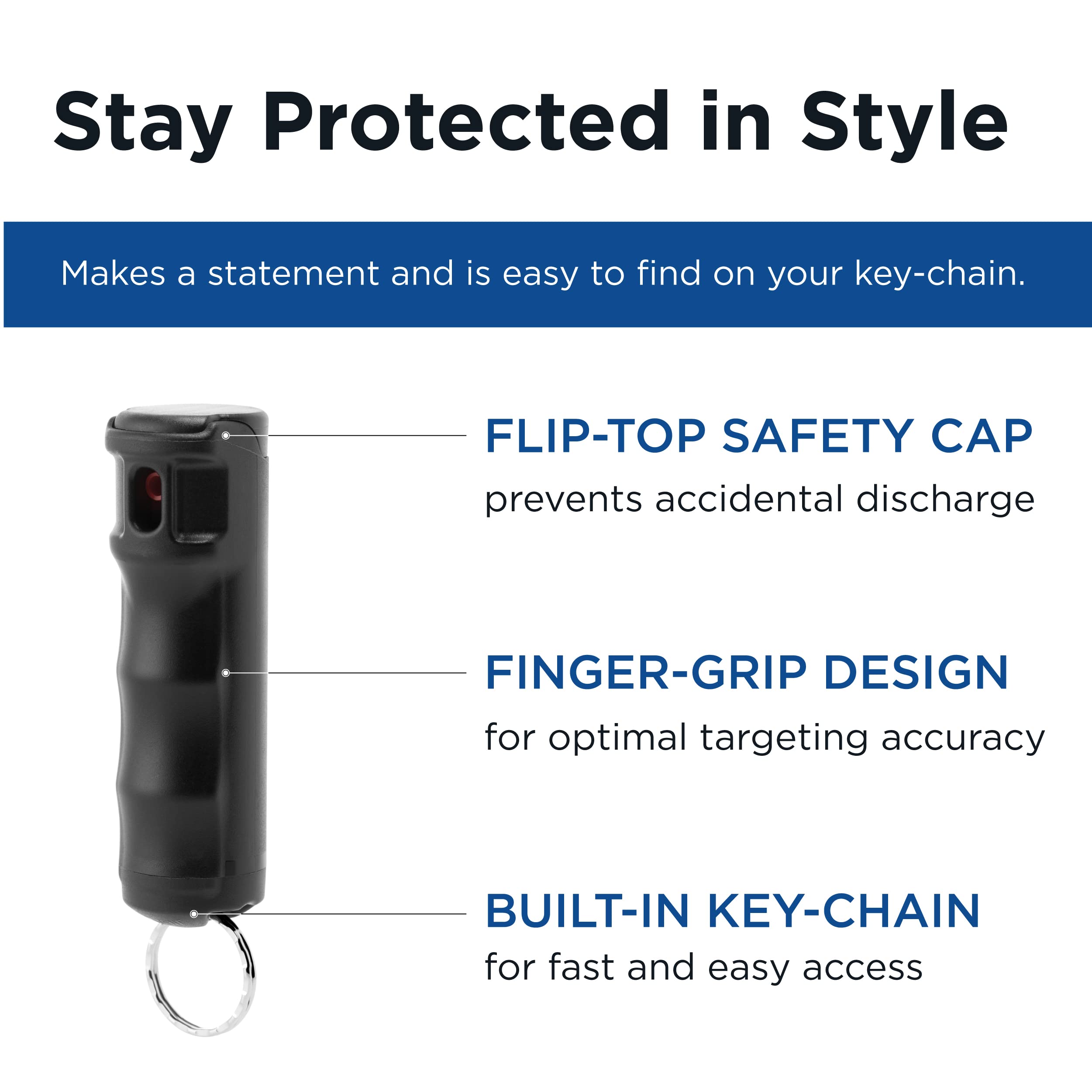Mace Brand Personal Pepper Spray (2 Pack), Accurate 10’ Powerful Pepper Spray with Flip Top Safety Cap, Leaves UV Dye on Skin, Great for Self Defense, Black