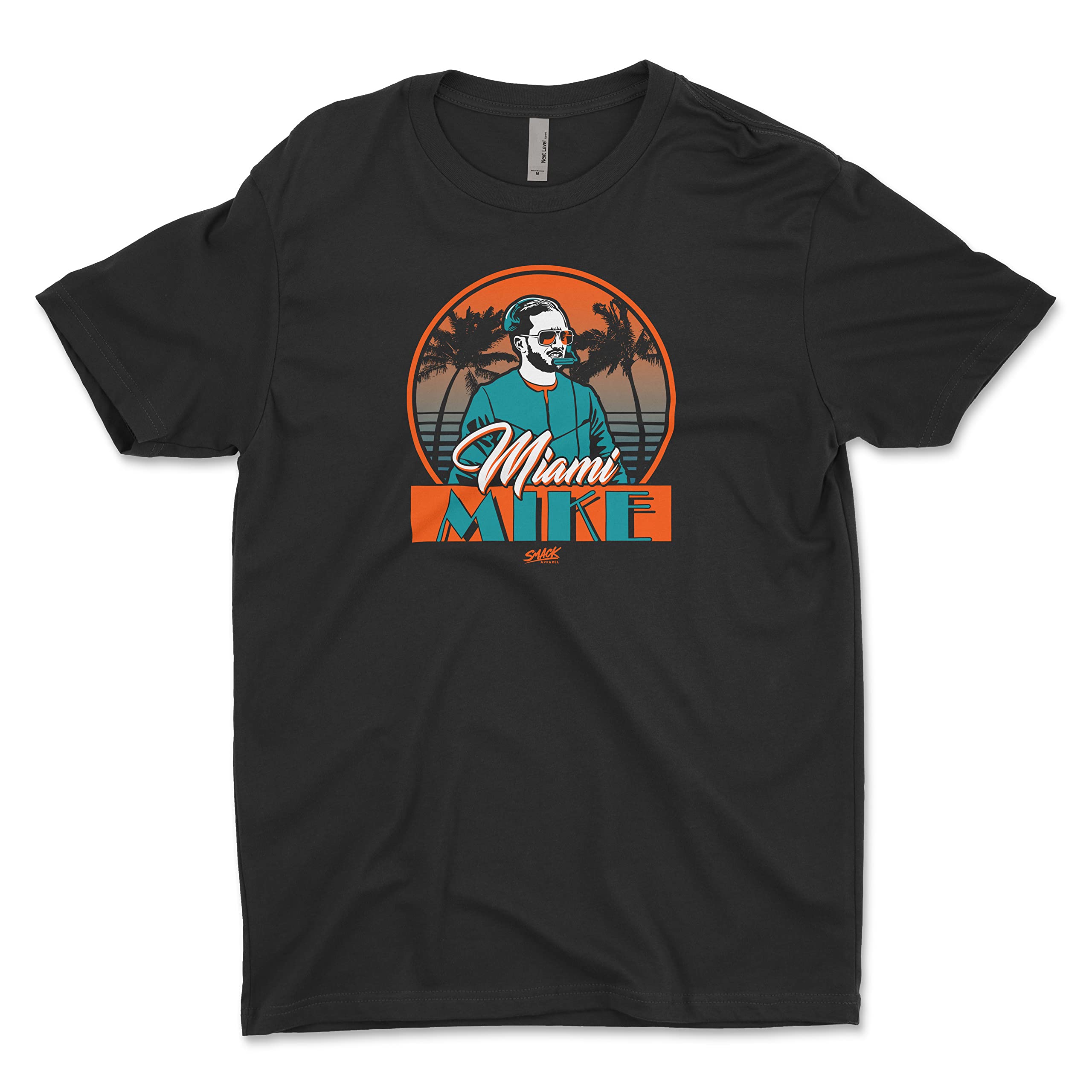 Miami Mike T-Shirt for Miami Football Fans (SM-5XL) (Black Soft Style Short Sleeve, Large)