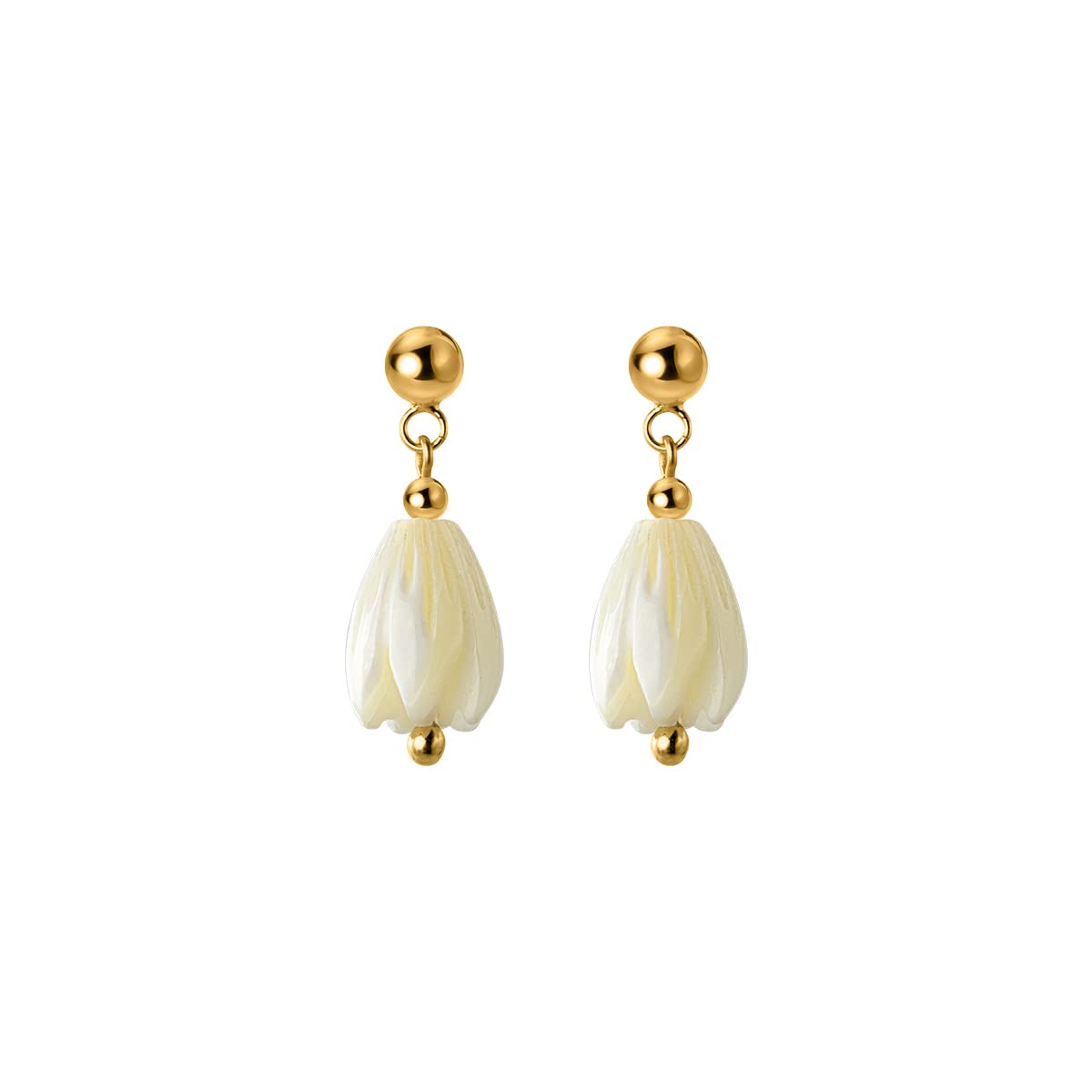SLUYNZ 925 Sterling Silver Tulip Flower Drop Earrings for Women Flowers Dangle Earrings Shell Earrings Studs