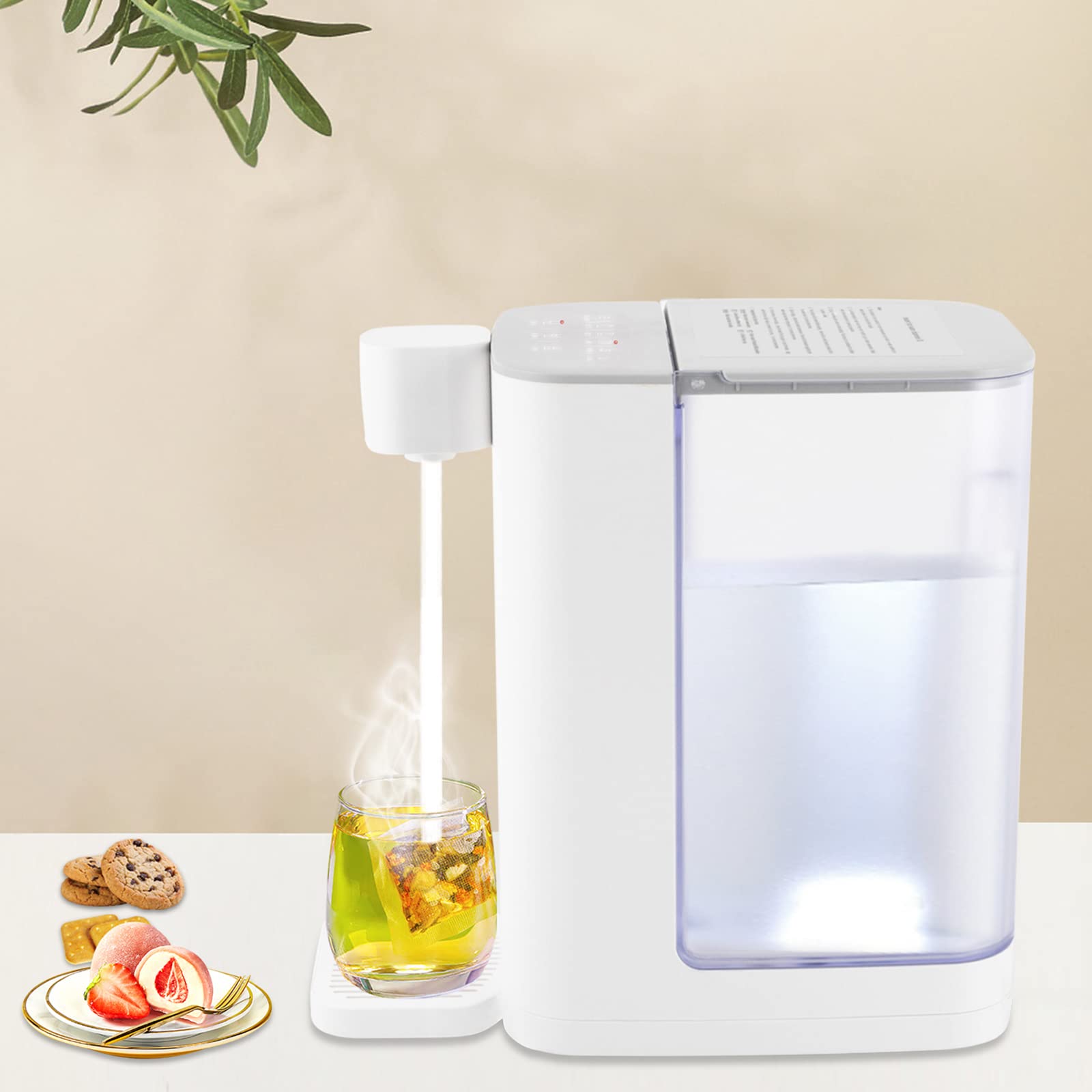 MANULOOT Countertop Instant Hot Water Dispenser, Instant Hot Water Dispenser, Quick Heating Water Dispenser, Adjustable 5 Temperatures Countertop Hot Water Dispenser | US Stock (White)