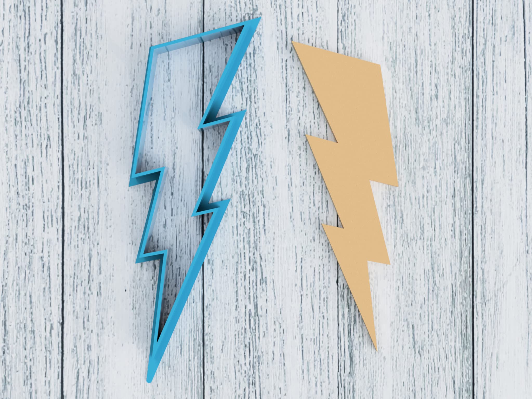 Lightning Bolt - Cookie Cutter / Sugar Cookie / Fondant / Clay (1055), Blue, 3 inch