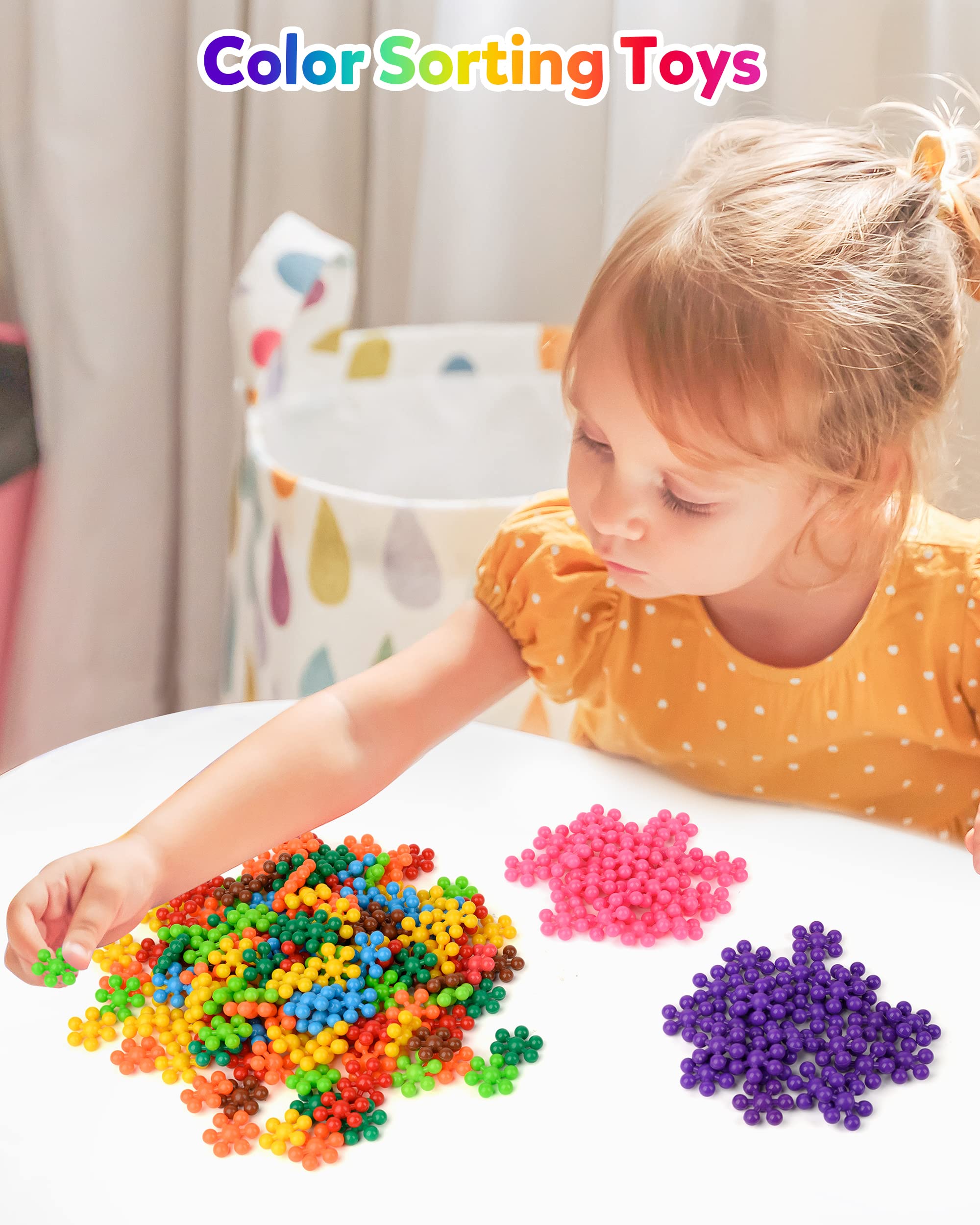 Vanmor 600 Pieces Stem Building Blocks Preschool Educational Toys for Kids 5-7, Discs Sets Interlocking Snowflake Solid Plastic STEAM Activities Fun Gifts Ingenuity Playset for Children