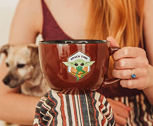 Silver Buffalo Star Wars: The Mandalorian Grogu Snack Time Ceramic Soup Mug | 24 Ounces